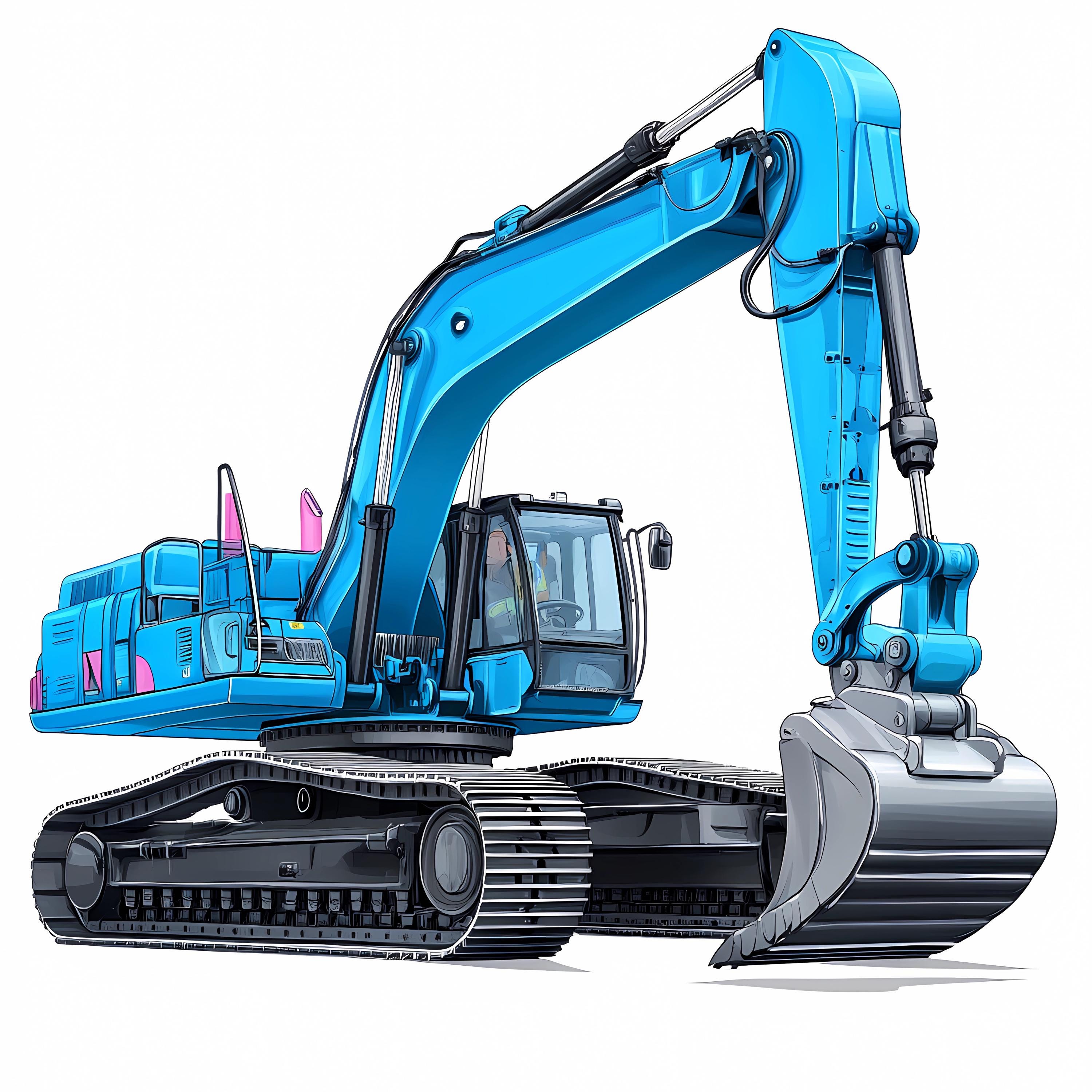 8 Blue Excavator Clipart, Construction Vehicle Clipart, Construction ...
