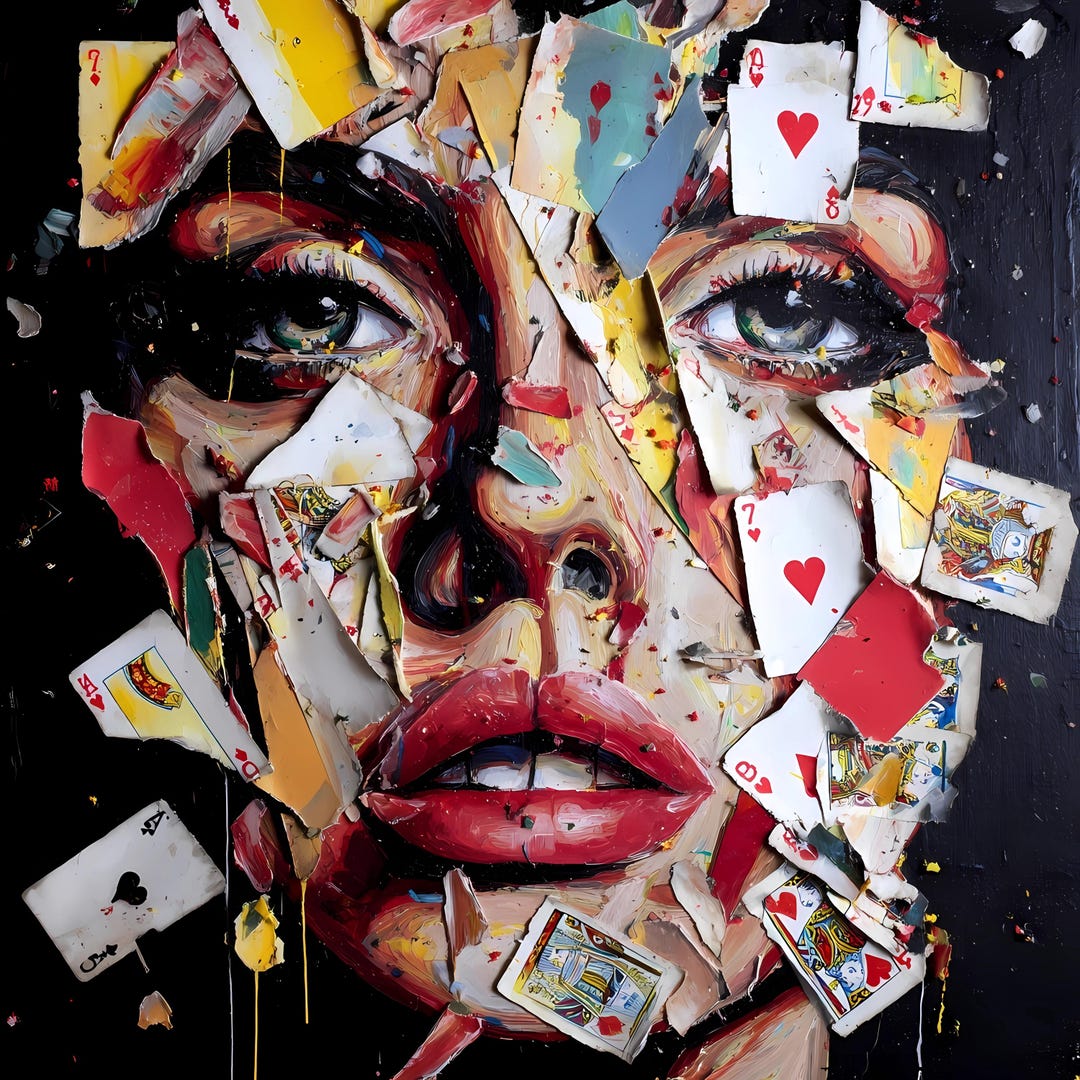Abstract Playing Cards Collage Portrait Art Bundle, Digital Download - Etsy