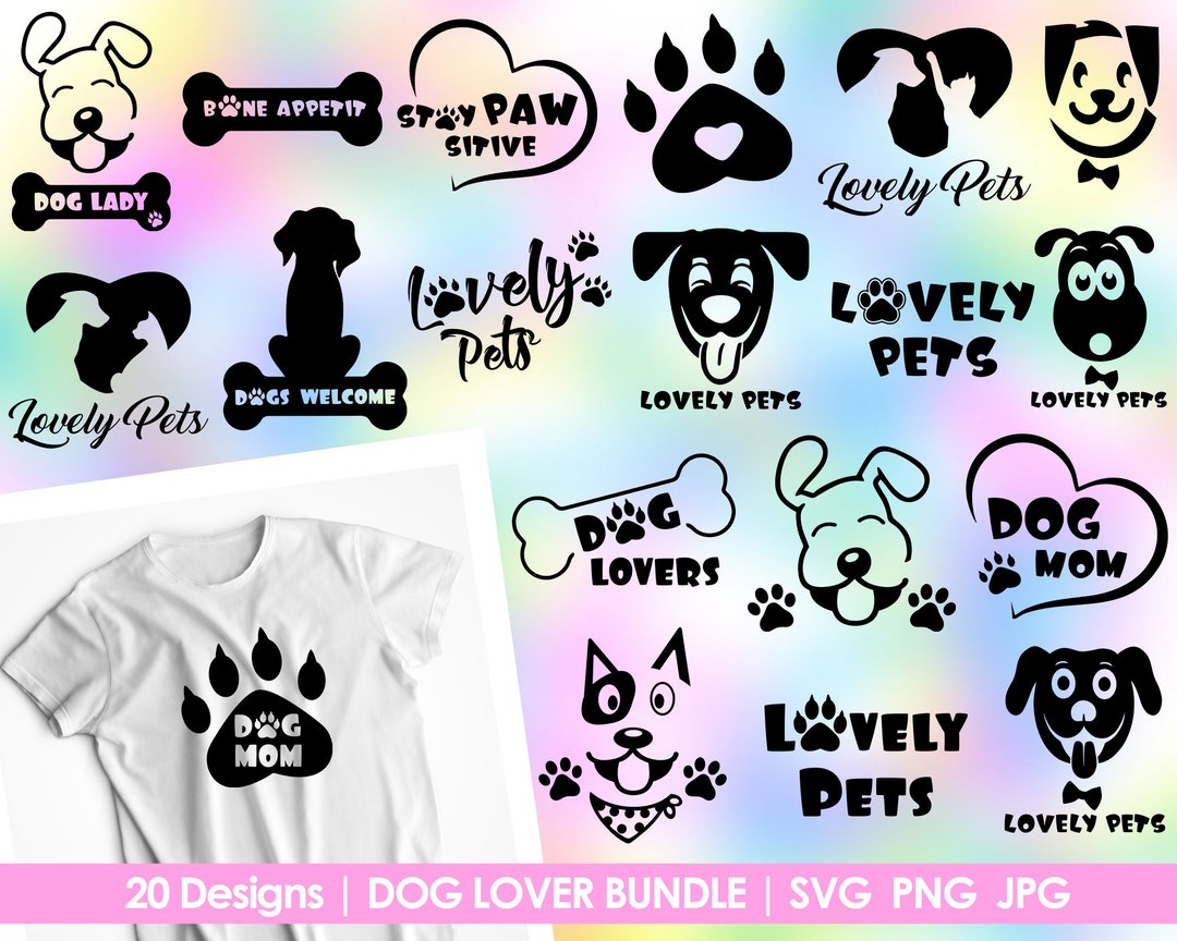Dog SVG, Paw Print, Dog Bone Svg, Lovely Funny Pets Svg, Dog Mom Png ...