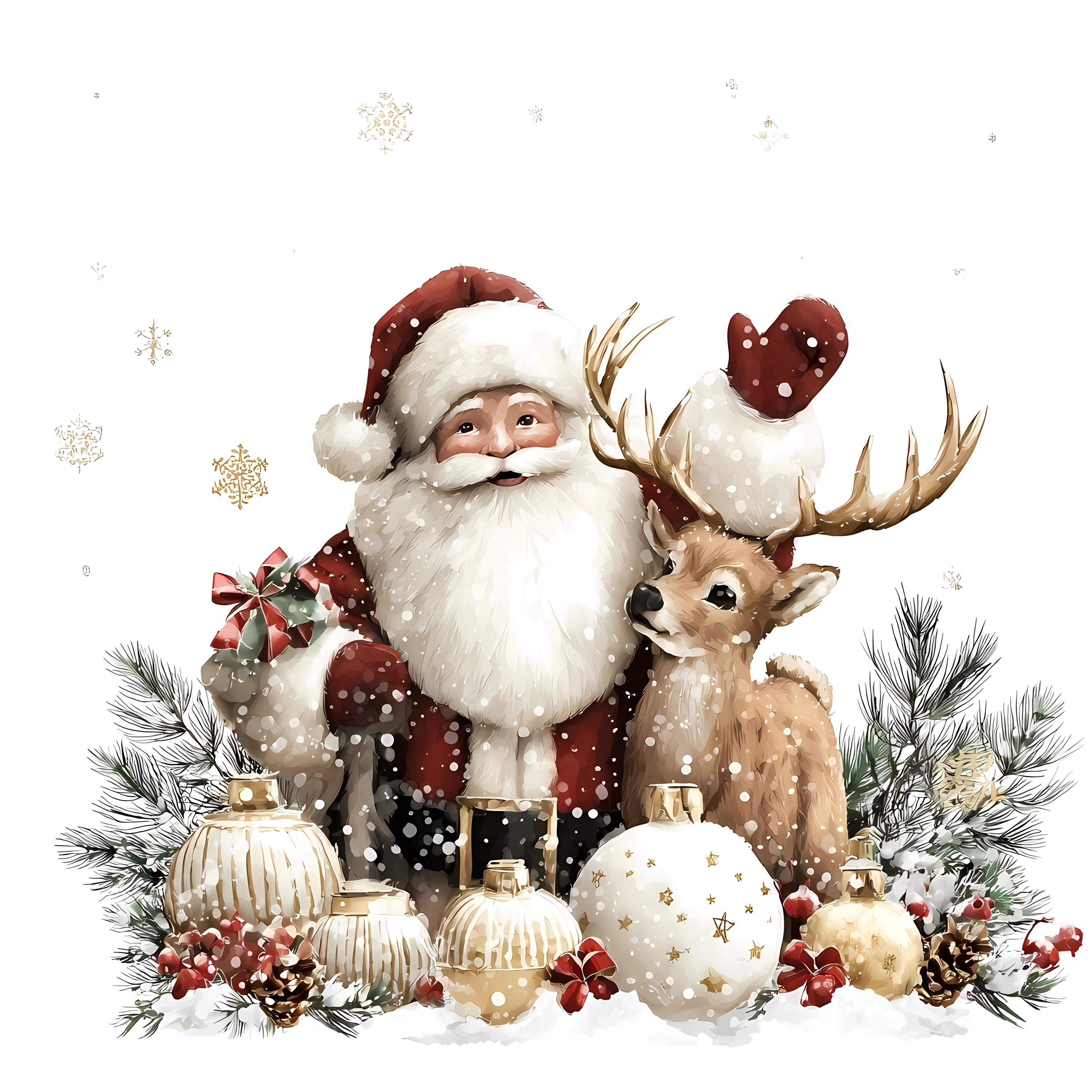 Santa Claus and Reindeer Clipart Bundle - Etsy