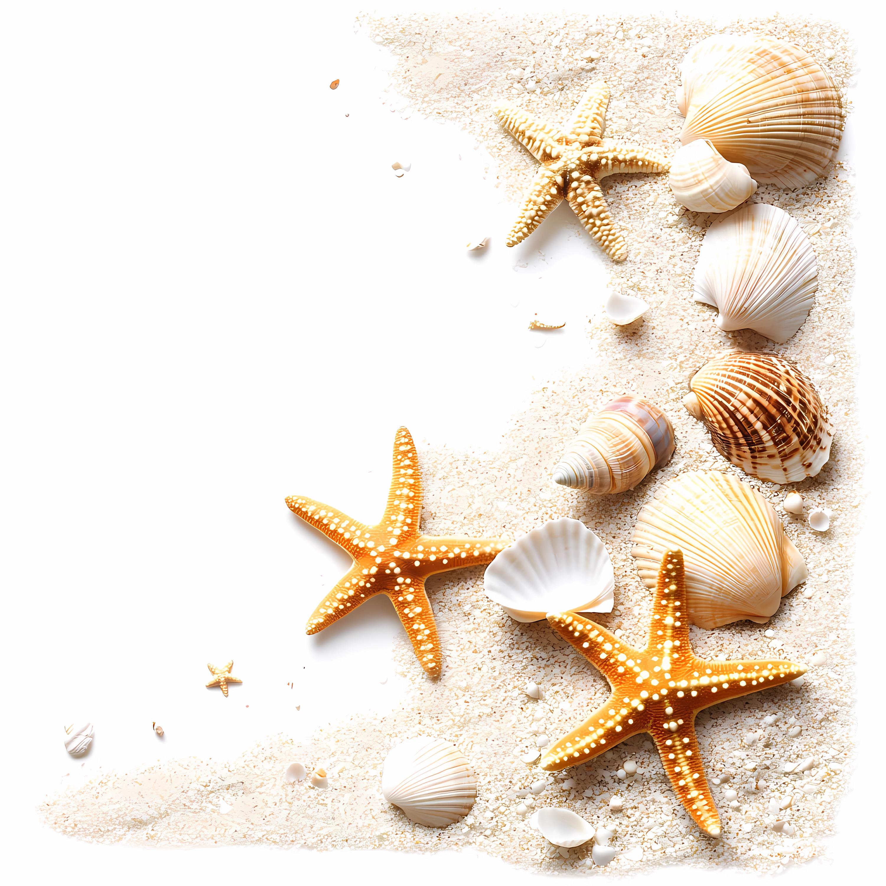 Starfish and Seashells Frame PNG Bundle – 4 Beach Summer Border Clipart ...
