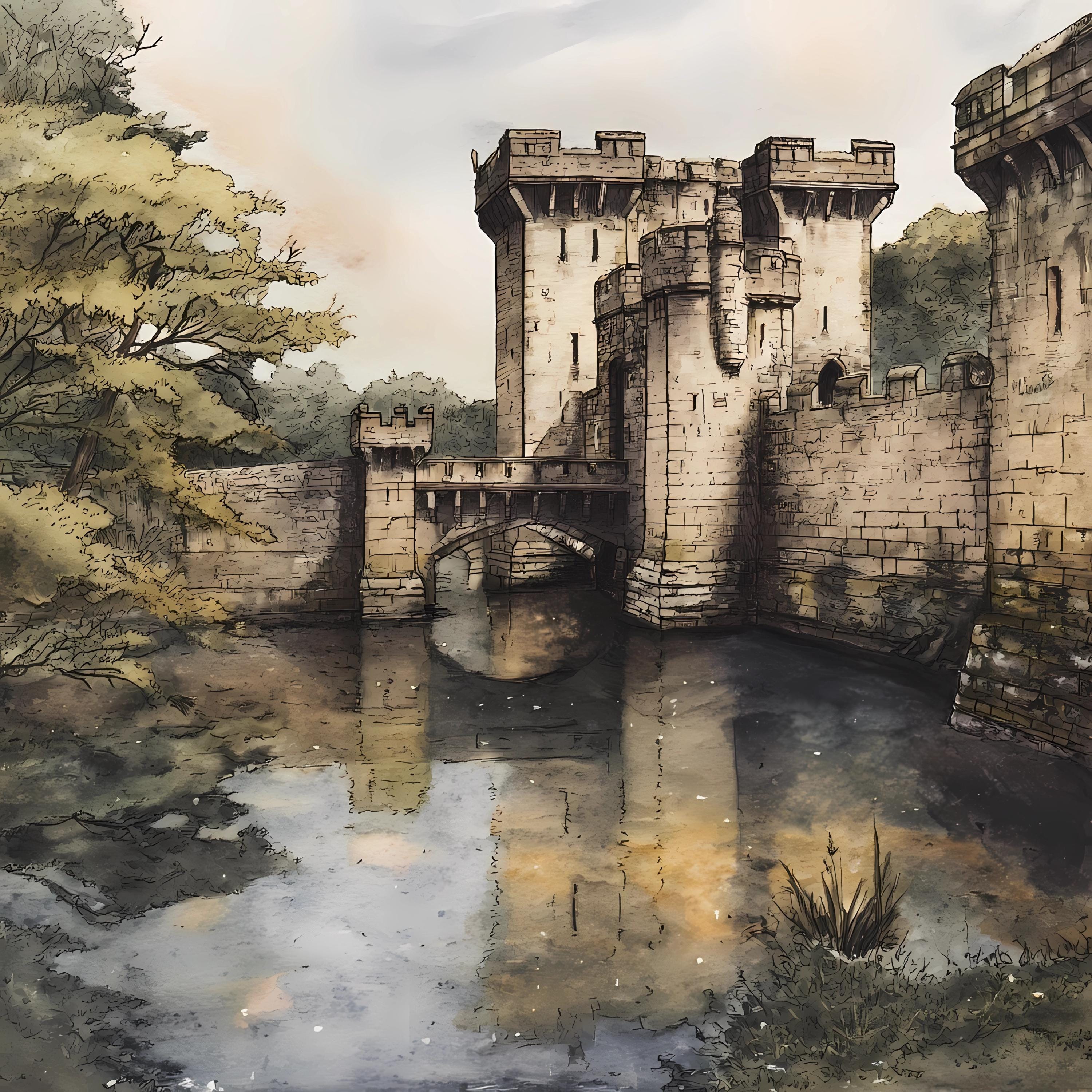 Medieval Stone Castle Watercolor Illustration Bundle - Etsy
