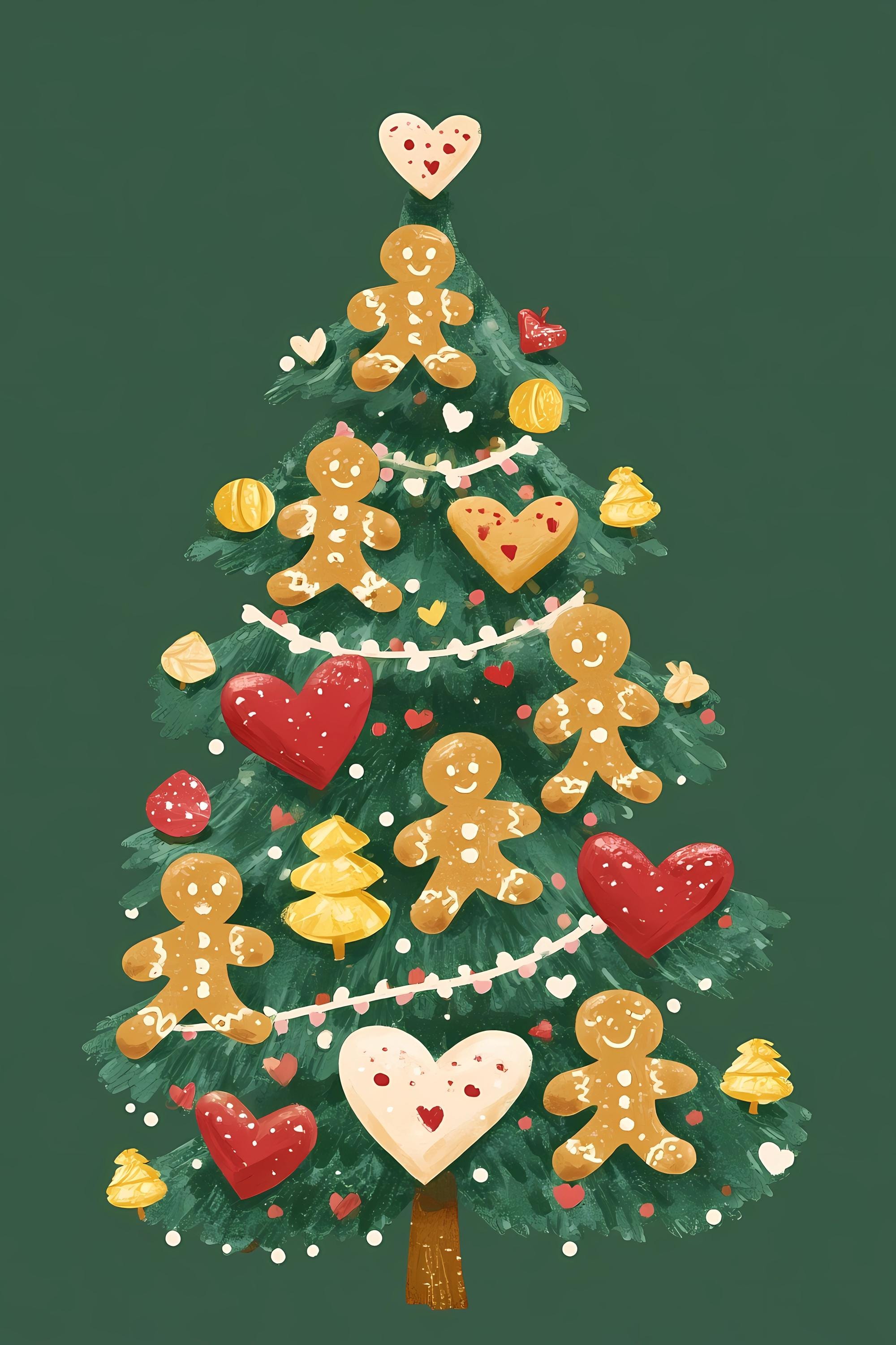 Gingerbread Christmas Tree Clipart: Cookie Decorated Pngs (commercial ...