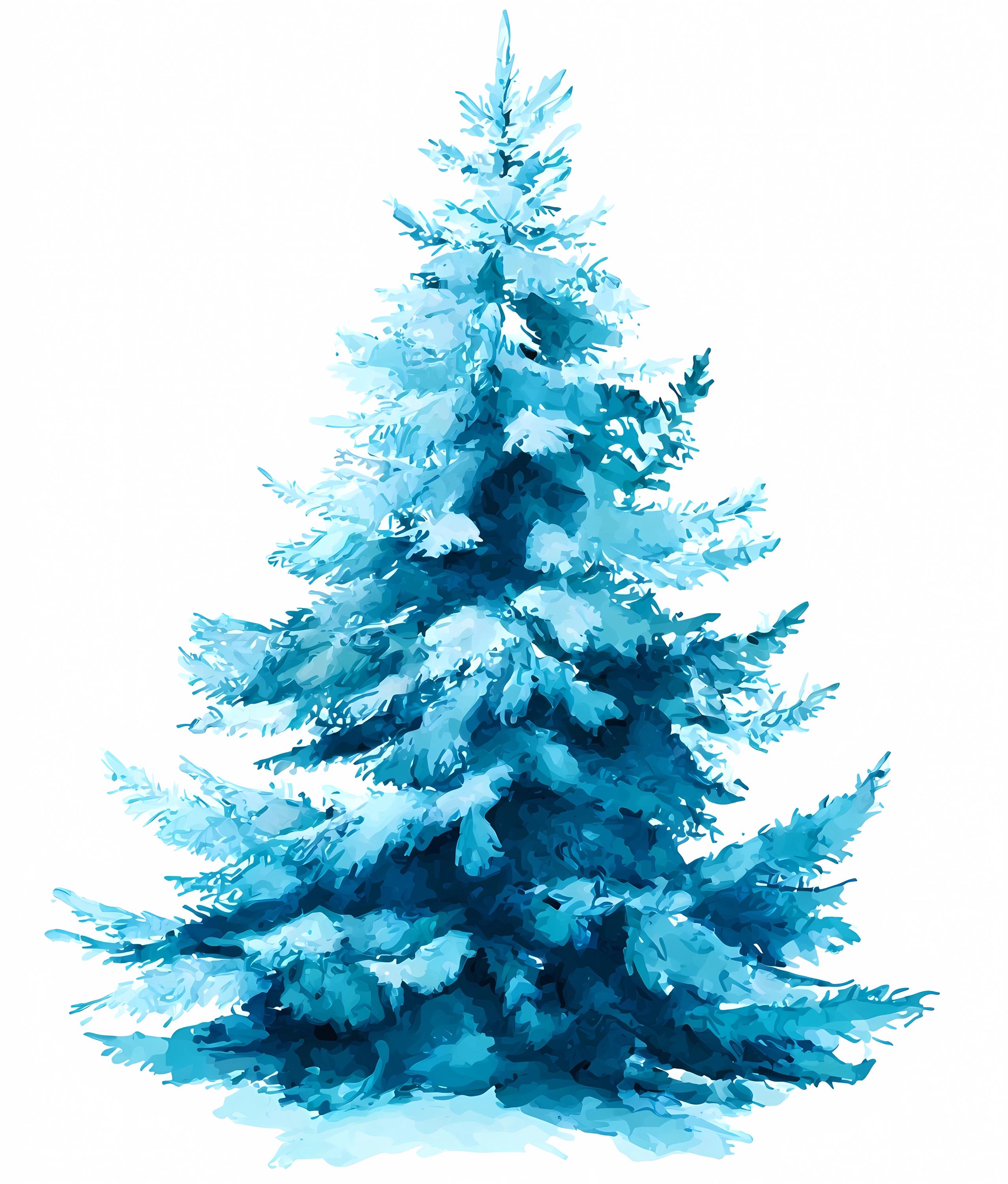 Watercolor Blue Christmas Tree Clipart Bundle: Holiday PNG JPG Art - Etsy
