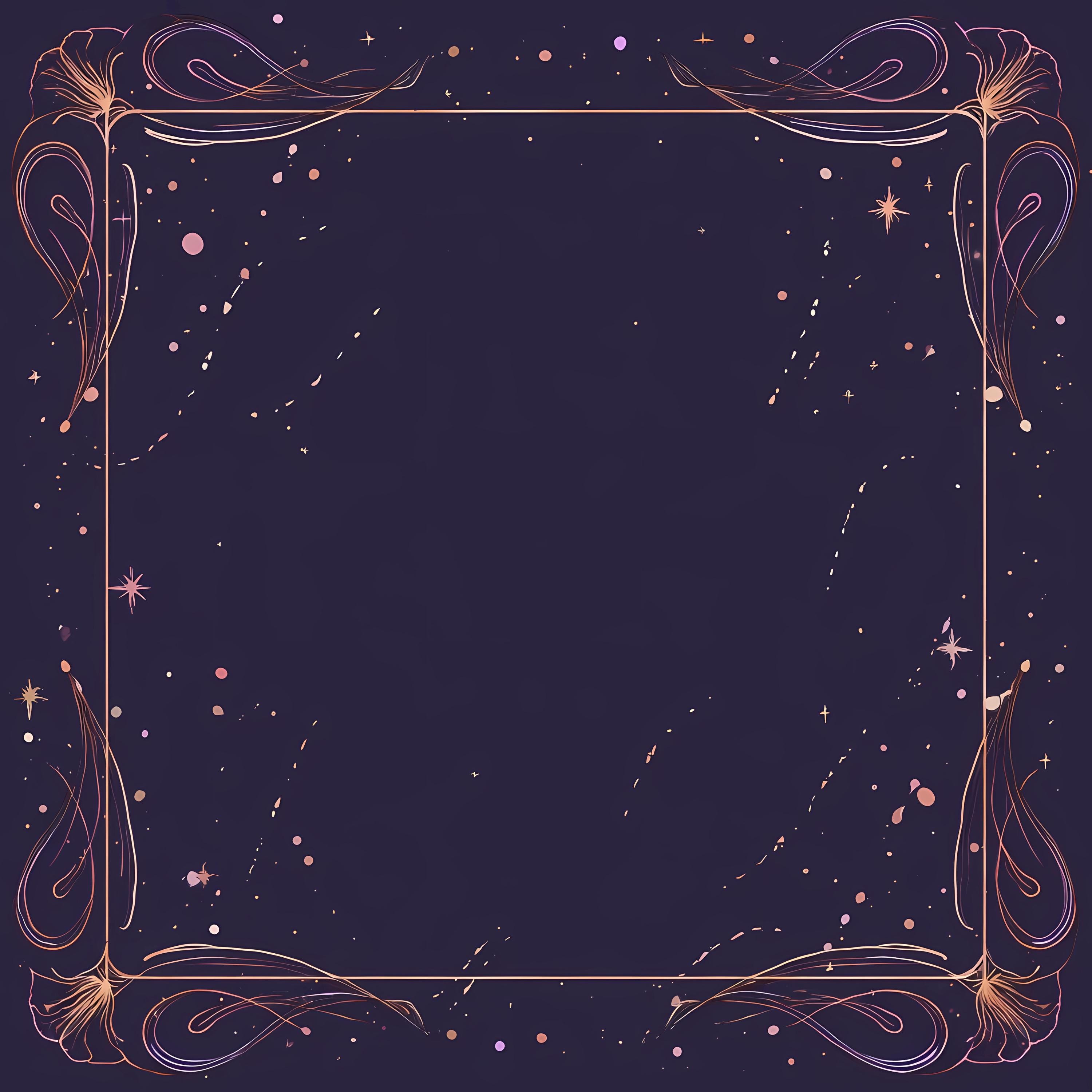 Celestial Floral Frame Art Bundle, Golden Bronze Cosmic Backgrounds ...