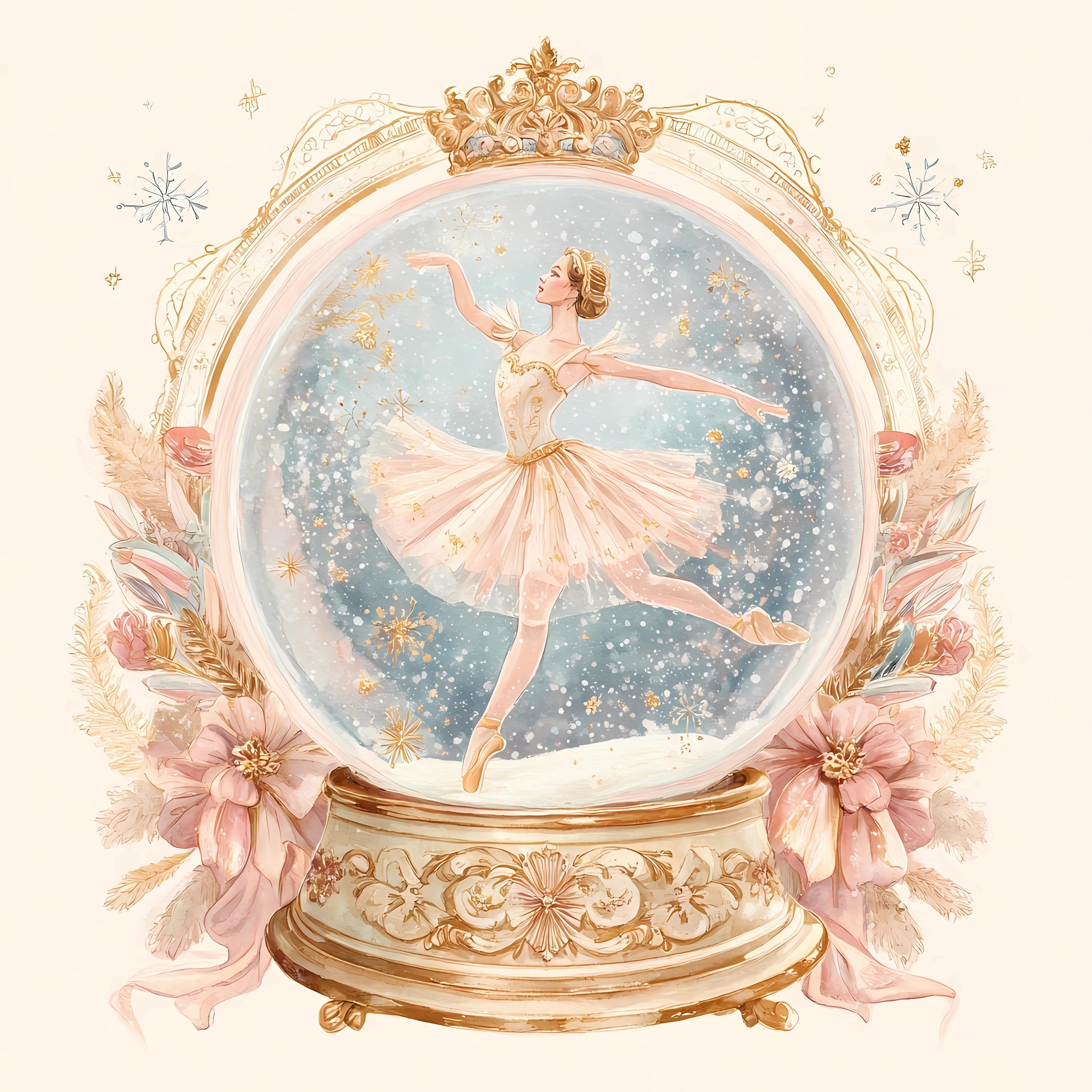 Ballet Christmas Clipart Bundle: Snow Globe Ballerinas, Nutcracker (PNG ...
