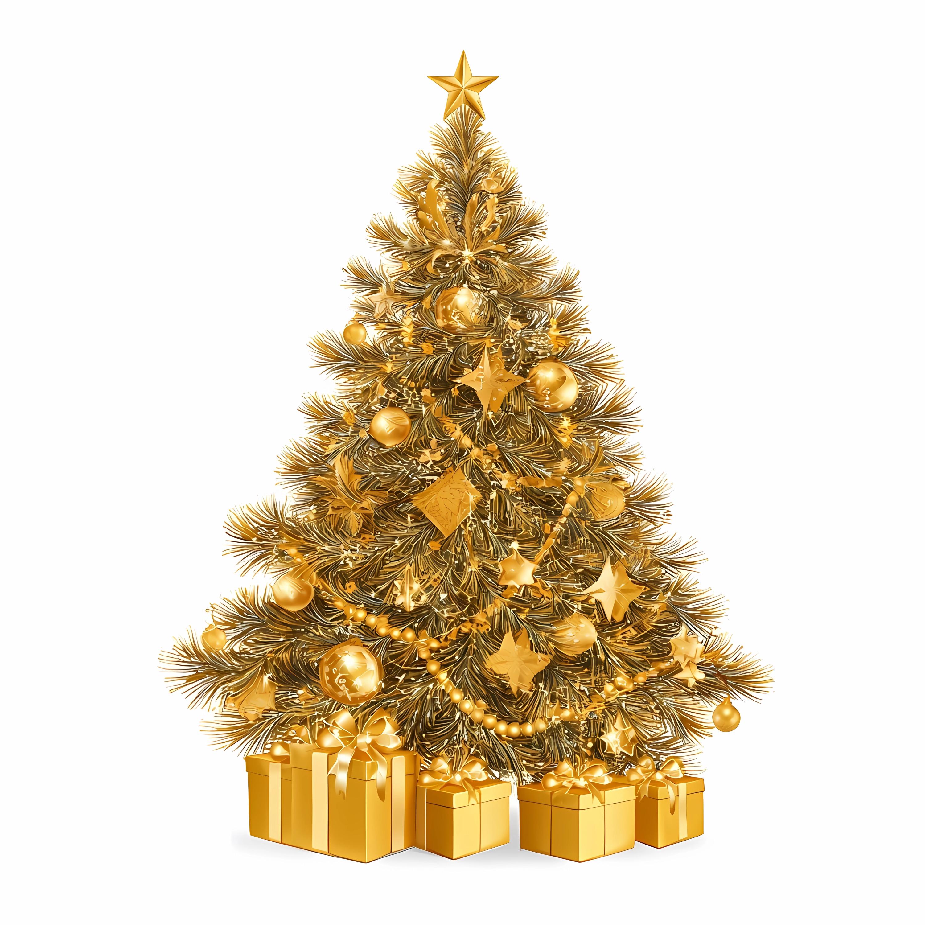 Elegant Christmas Tree Clipart Bundle, Gold and White Xmas Trees With ...