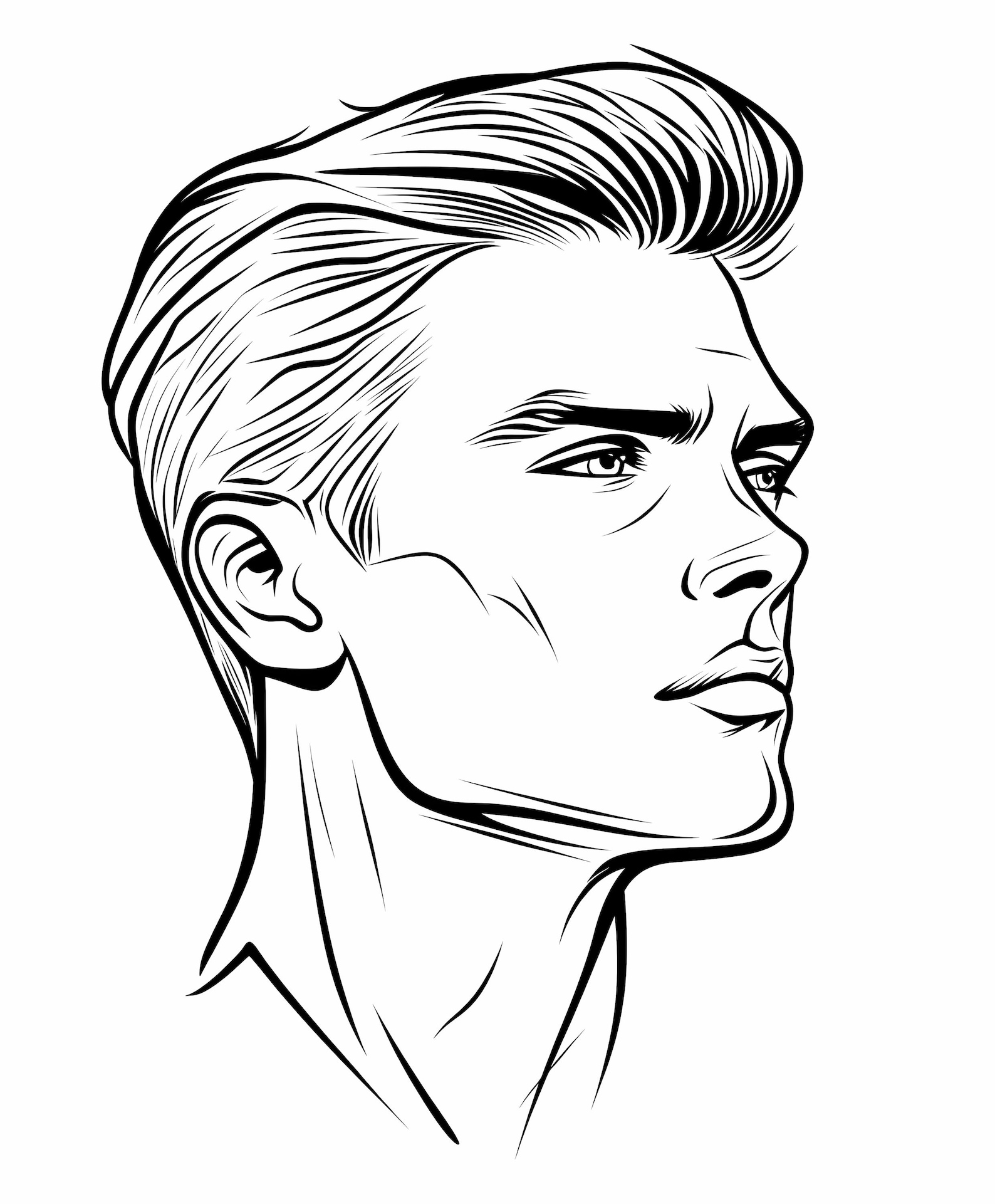 Man Face Line Art: Pencil Drawing PNG Clipart Bundle (digital Download ...