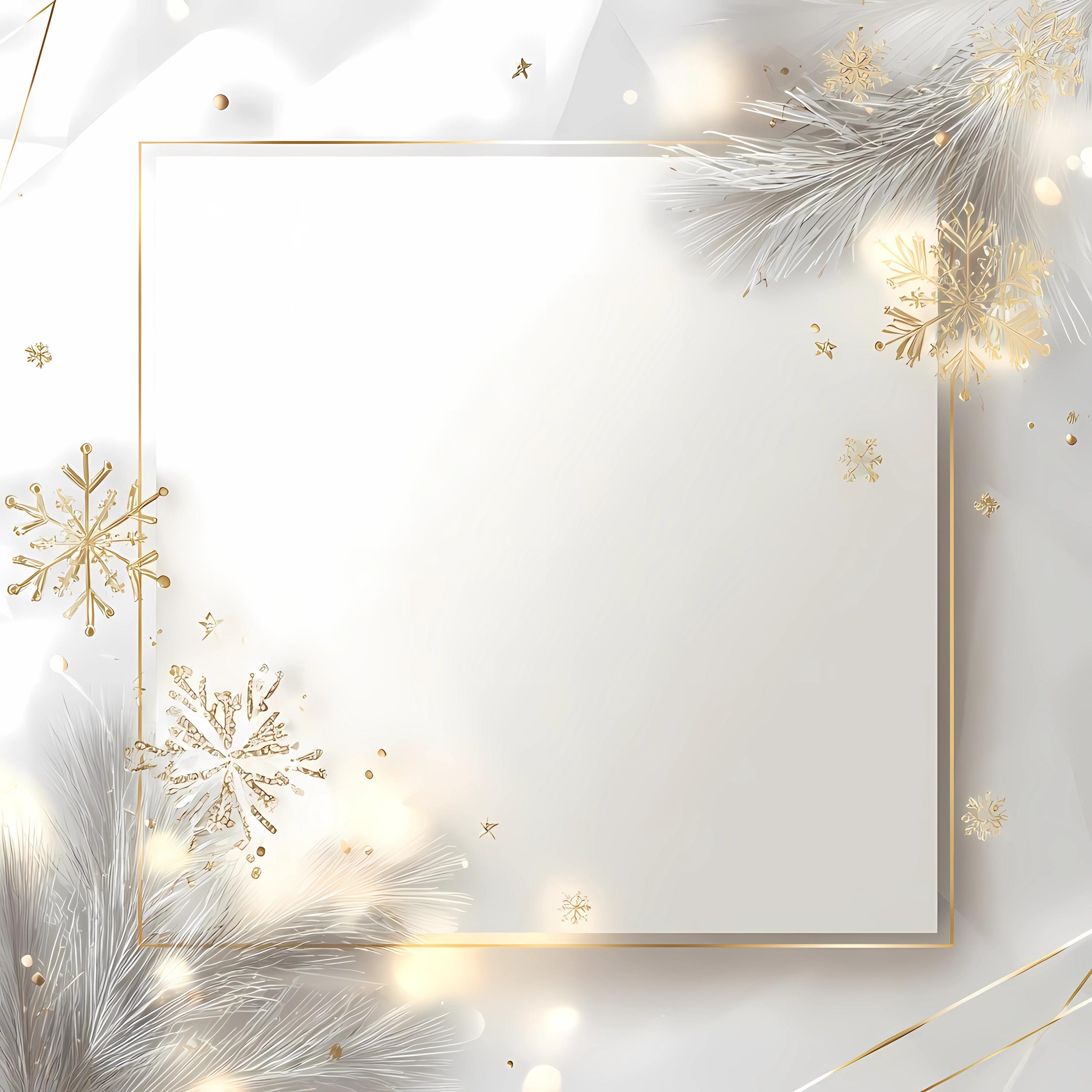 White and Gold Winter Frame Clipart Bundle: Snowflake Holiday Borders ...