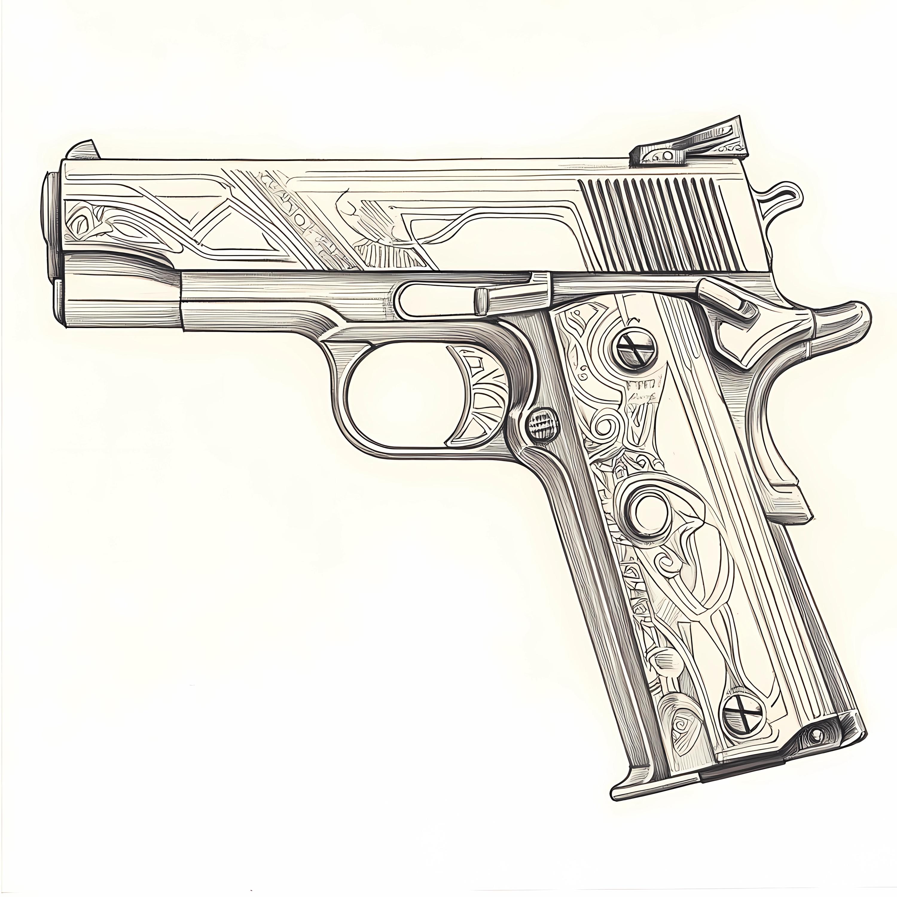 Luxury Ornamental Gun Clipart Bundle Hand Drawn Decorative Pistols ...