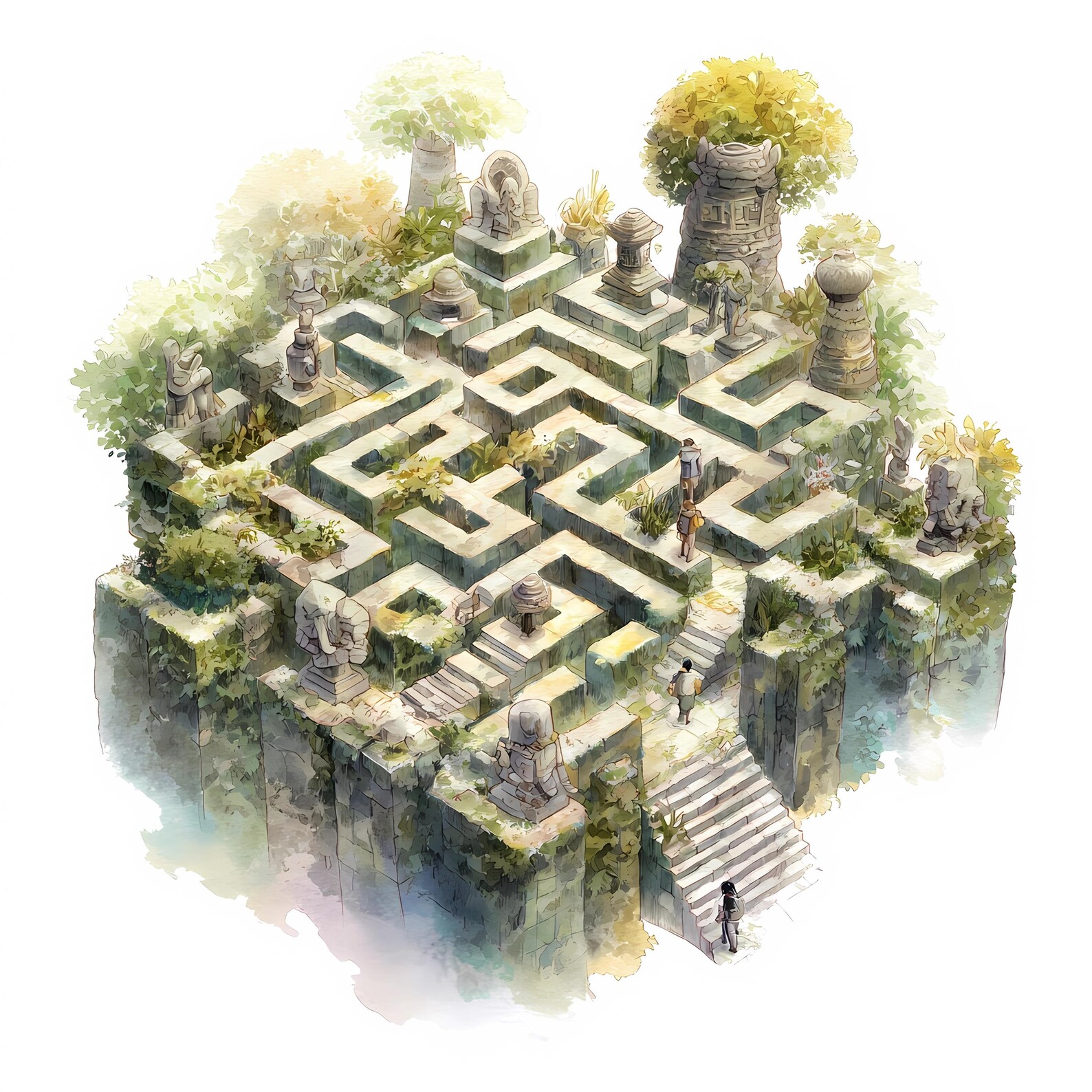 Fantasy Labyrinth Architecture Bundle, Ancient Stone Temple Maze ...