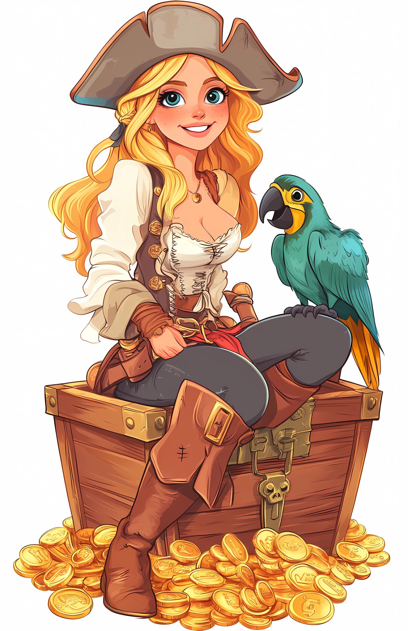 8 Pirate Pop Art Girl Clipart, Cartoon Pirate Girl Clipart, Anime ...