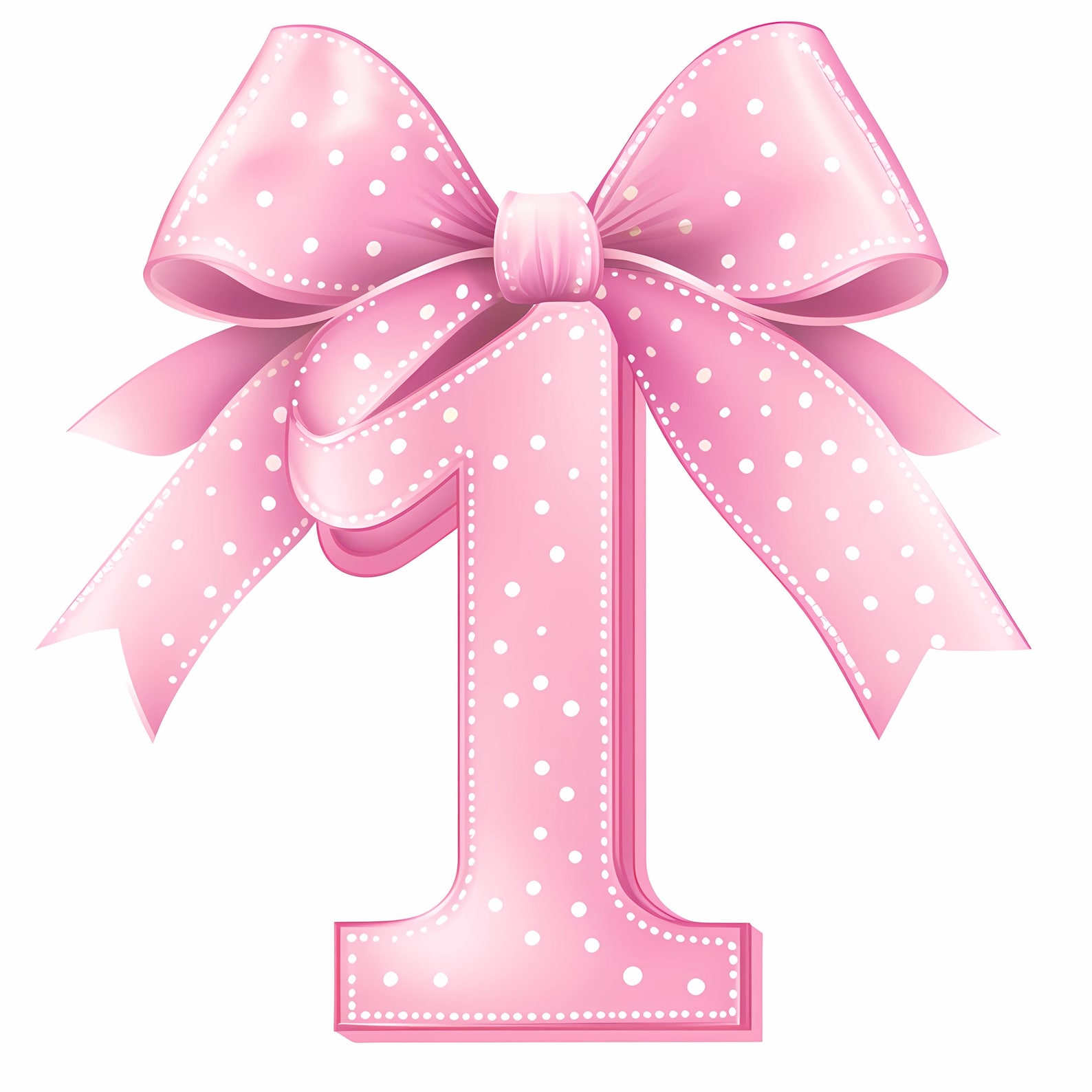 Pink Bow 1st Birthday Clipart Set of 8: Coquette Number One PNG ...
