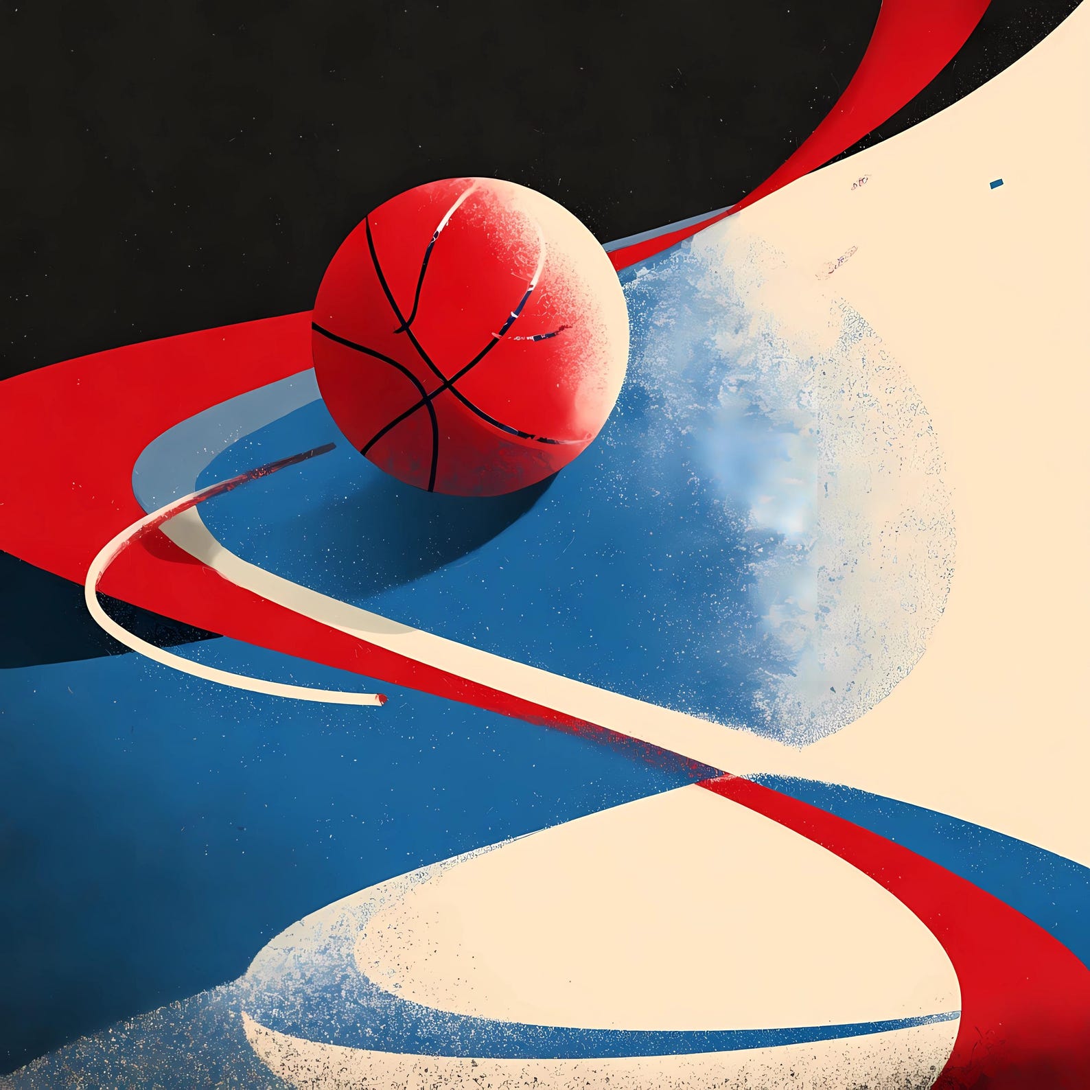 Abstract Basketball Wall Art for Boys Room and Teens, Bold Red Blue ...