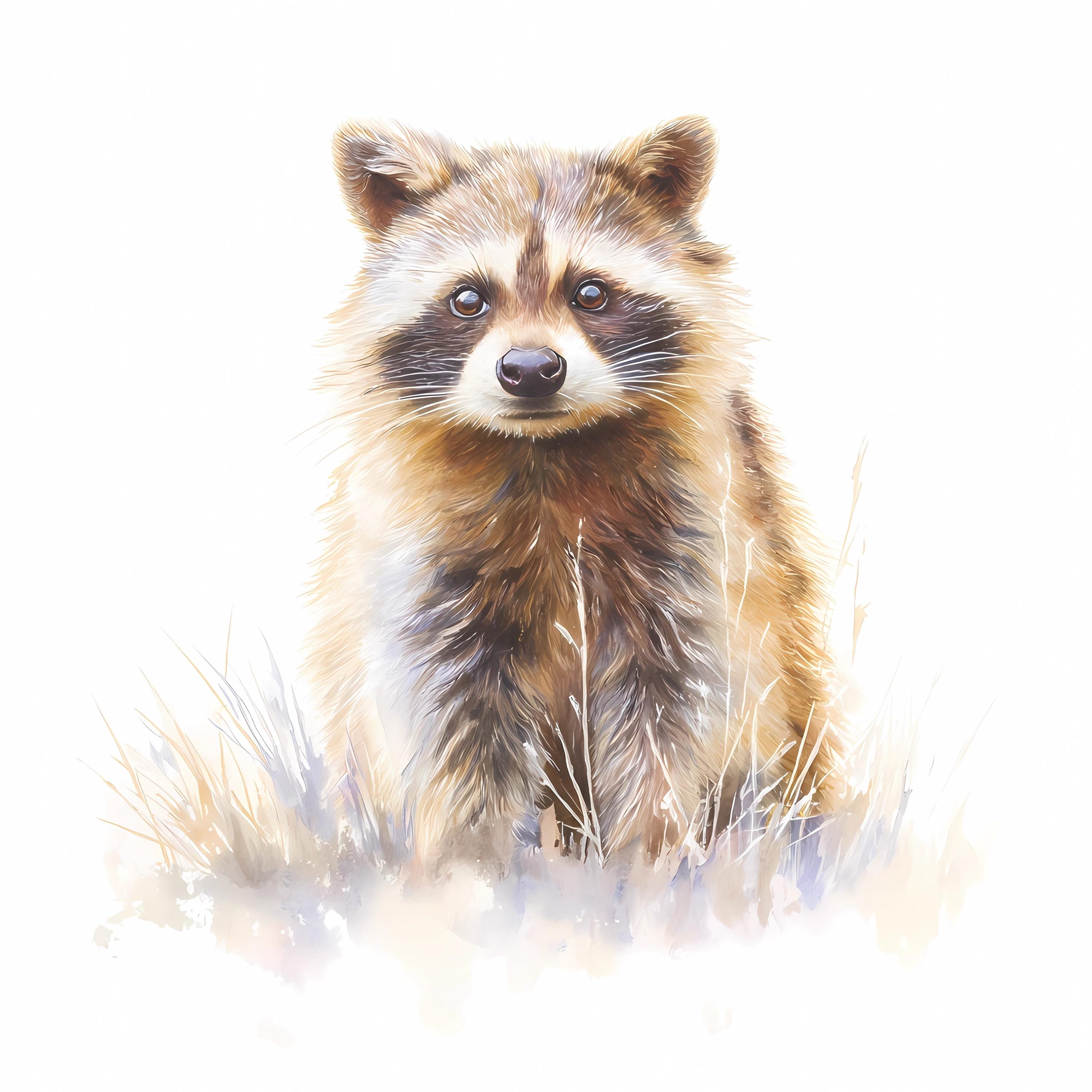 Watercolor Raccoon Art Prints Bundle: Rustic Wildlife Decor (PNG & JPG ...