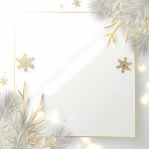 White and Gold Winter Frame Clipart Bundle: Snowflake Holiday Borders ...