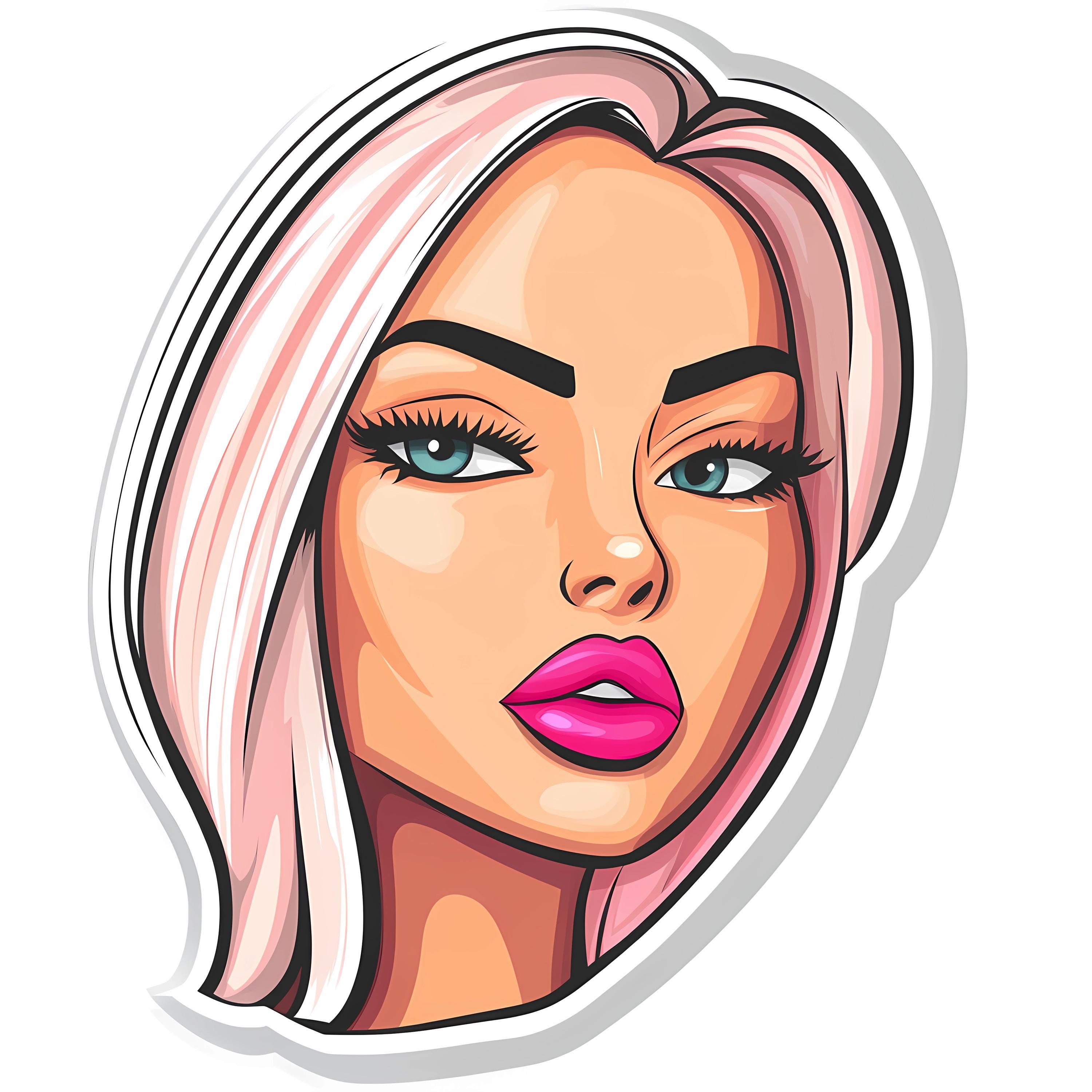 8 Women Face Sticker Template, Printable Beautiful Girls Face Sticker ...