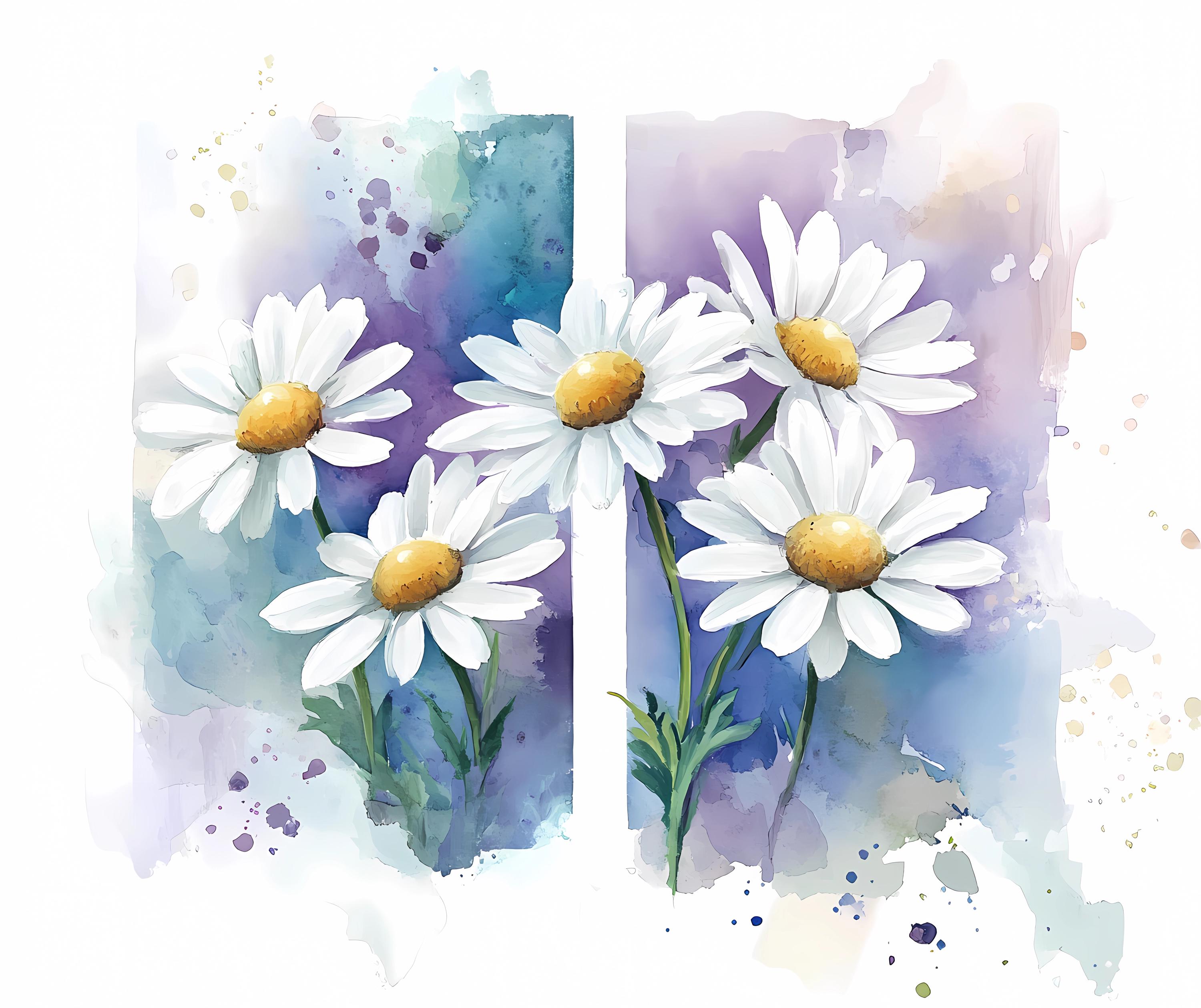 8 Daisies Bouquet Clipart, Daisy Clipart, Printable Daisy Watercolor ...