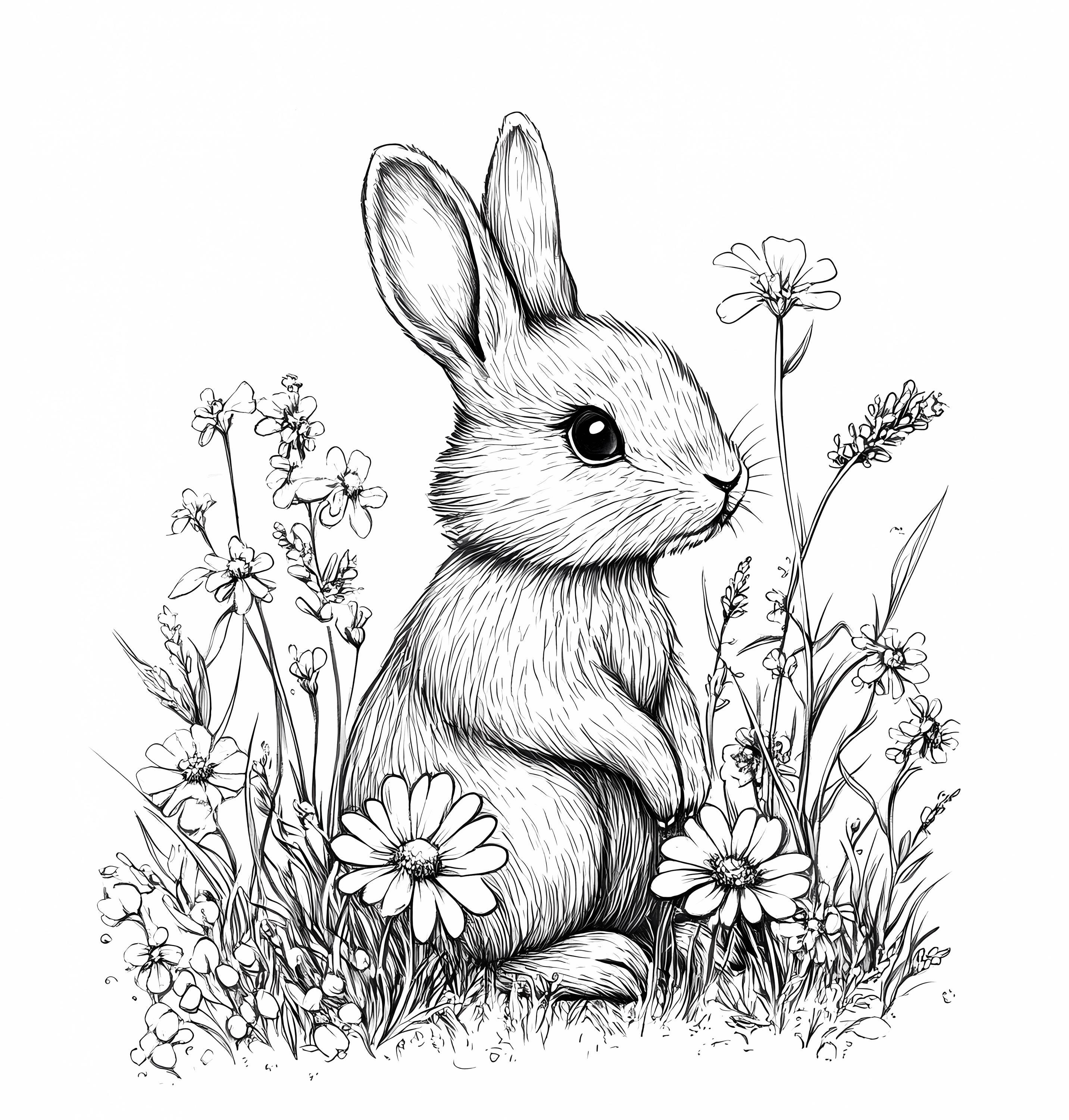 Easter Bunny Coloring Pages Set of 8: Spring Rabbit Designs for Kids ...