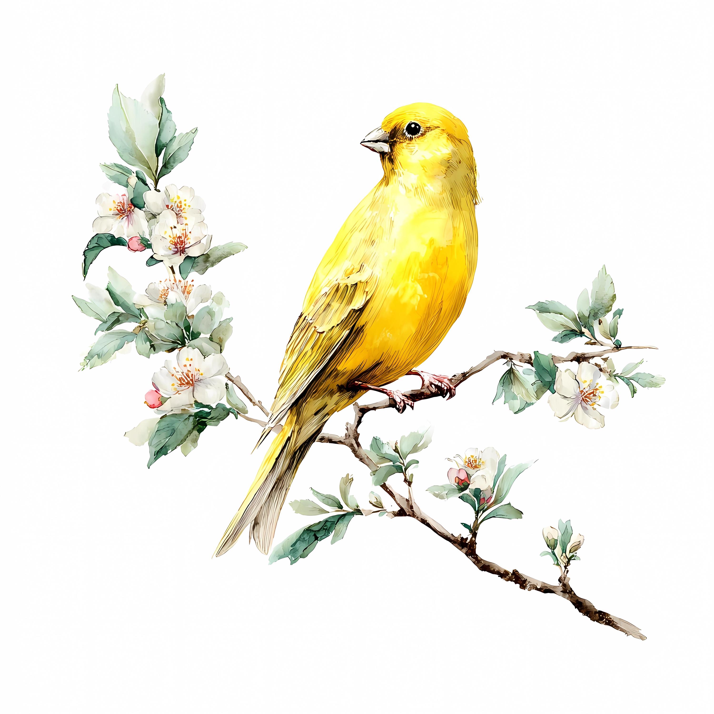 Watercolor Songbird Clipart Bundle: Floral Spring Birds, PNG & JPG Set ...