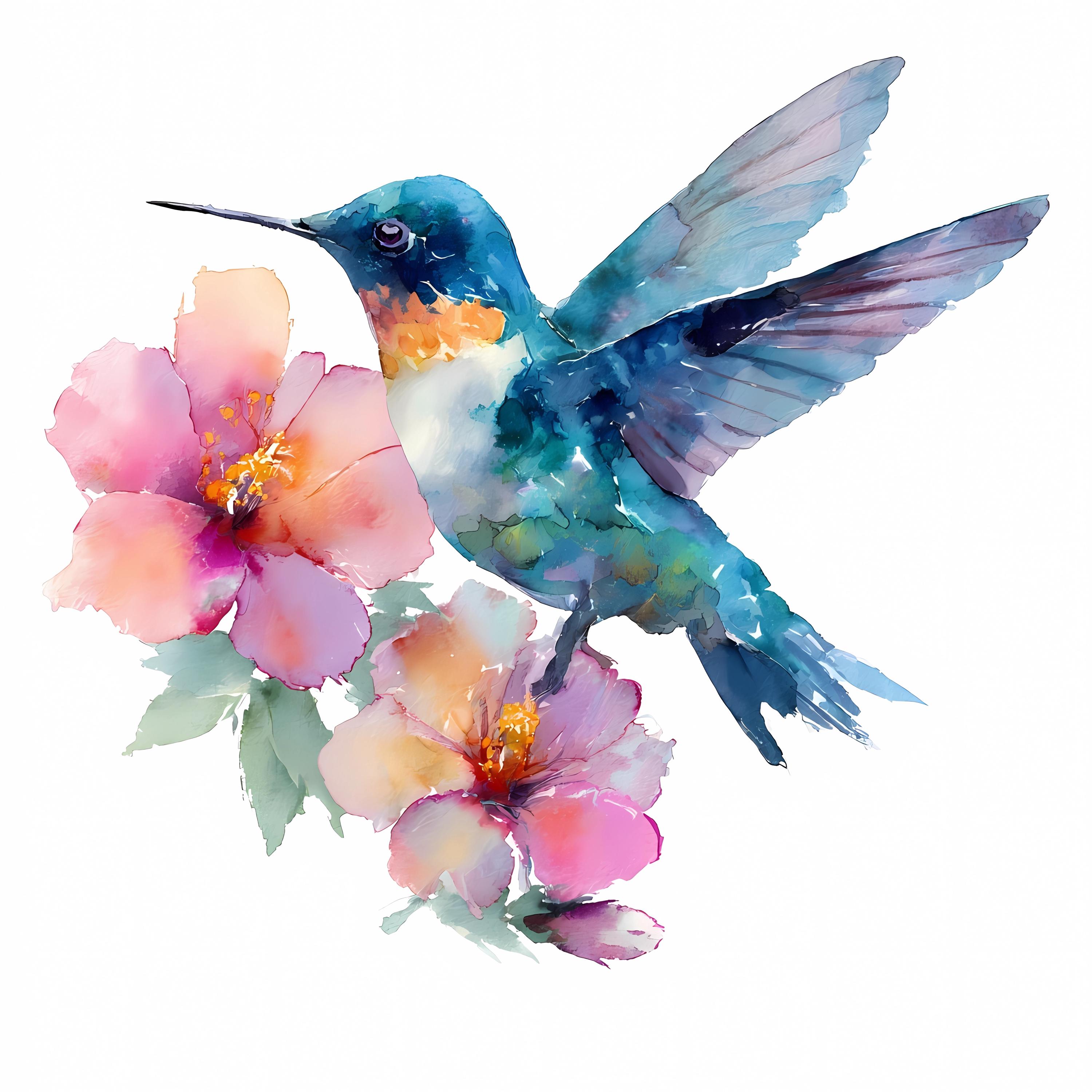 Watercolor Hummingbird Clipart Bundle: Floral PNG & JPG, DIY Art - Etsy