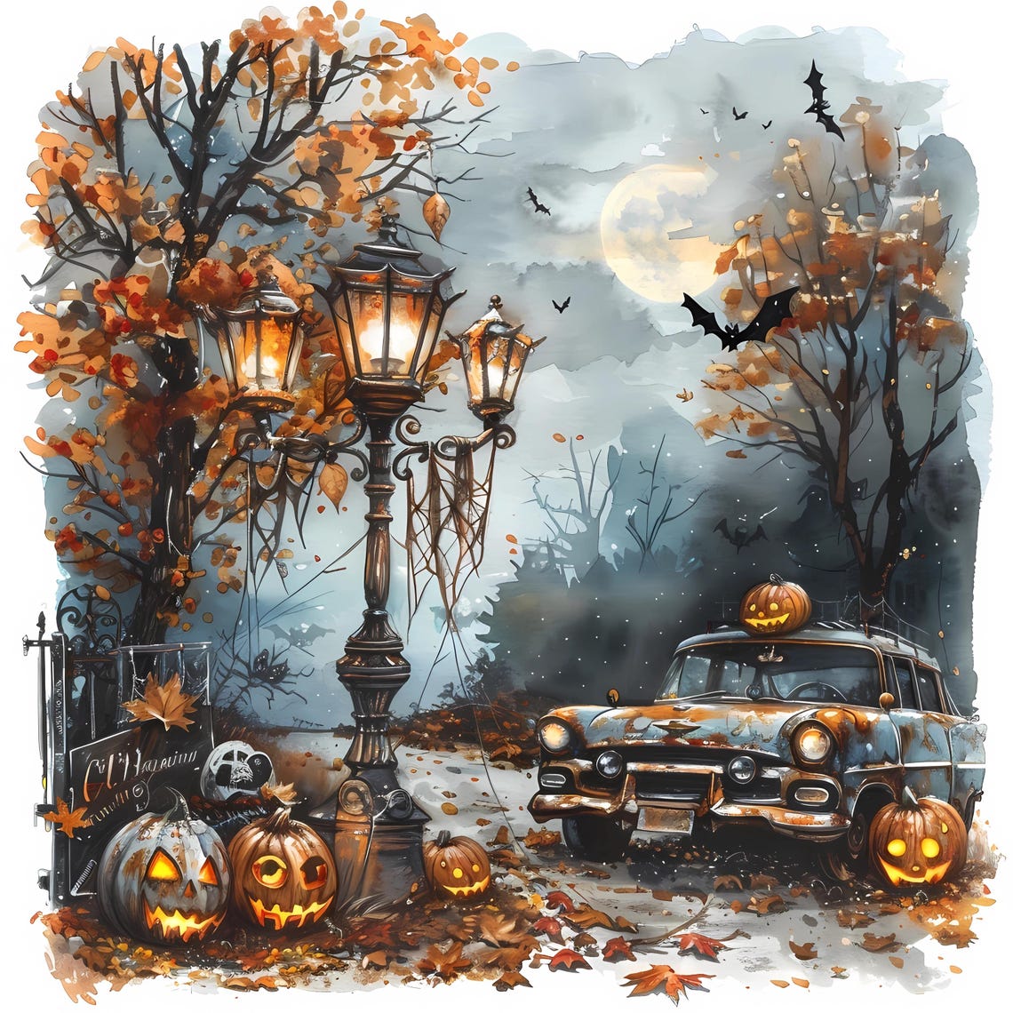 Halloween Gothic Pumpkins & Lanterns Art Prints (digital Download) - Etsy