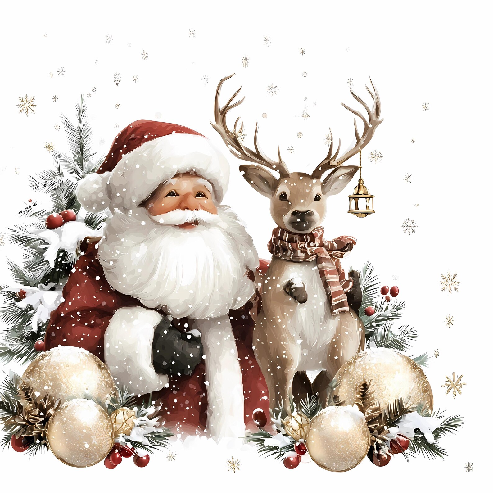 Santa Claus and Reindeer Clipart Bundle - Etsy