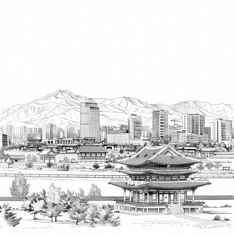 Ulanbator Mongolia Art: Cityscape Landscape Illustration Bundle ...