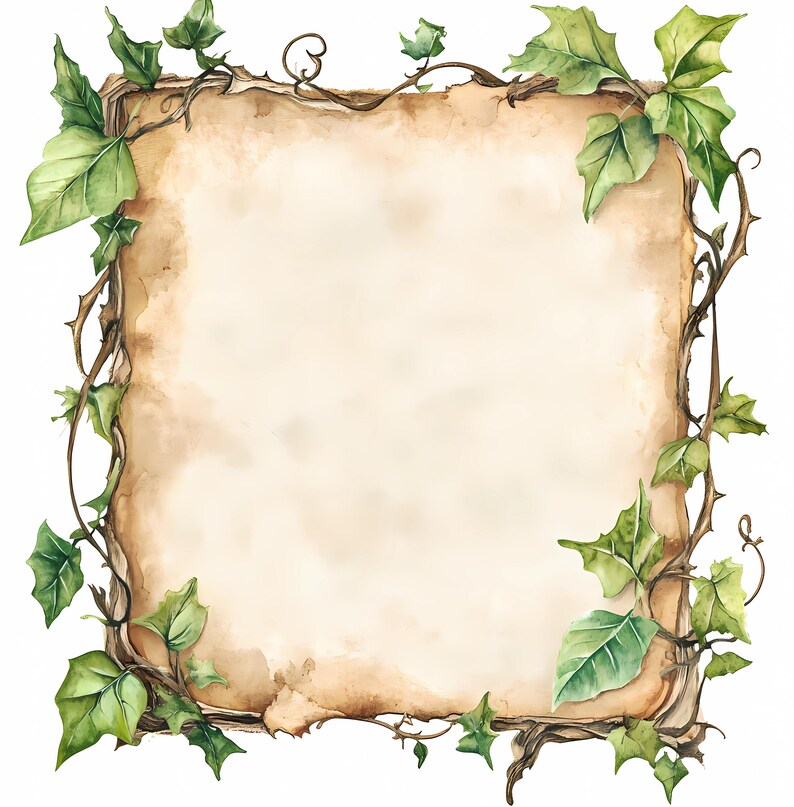 Watercolor Leaf Frame PNG Bundle Set of 8: Botanical Clipart (digital ...