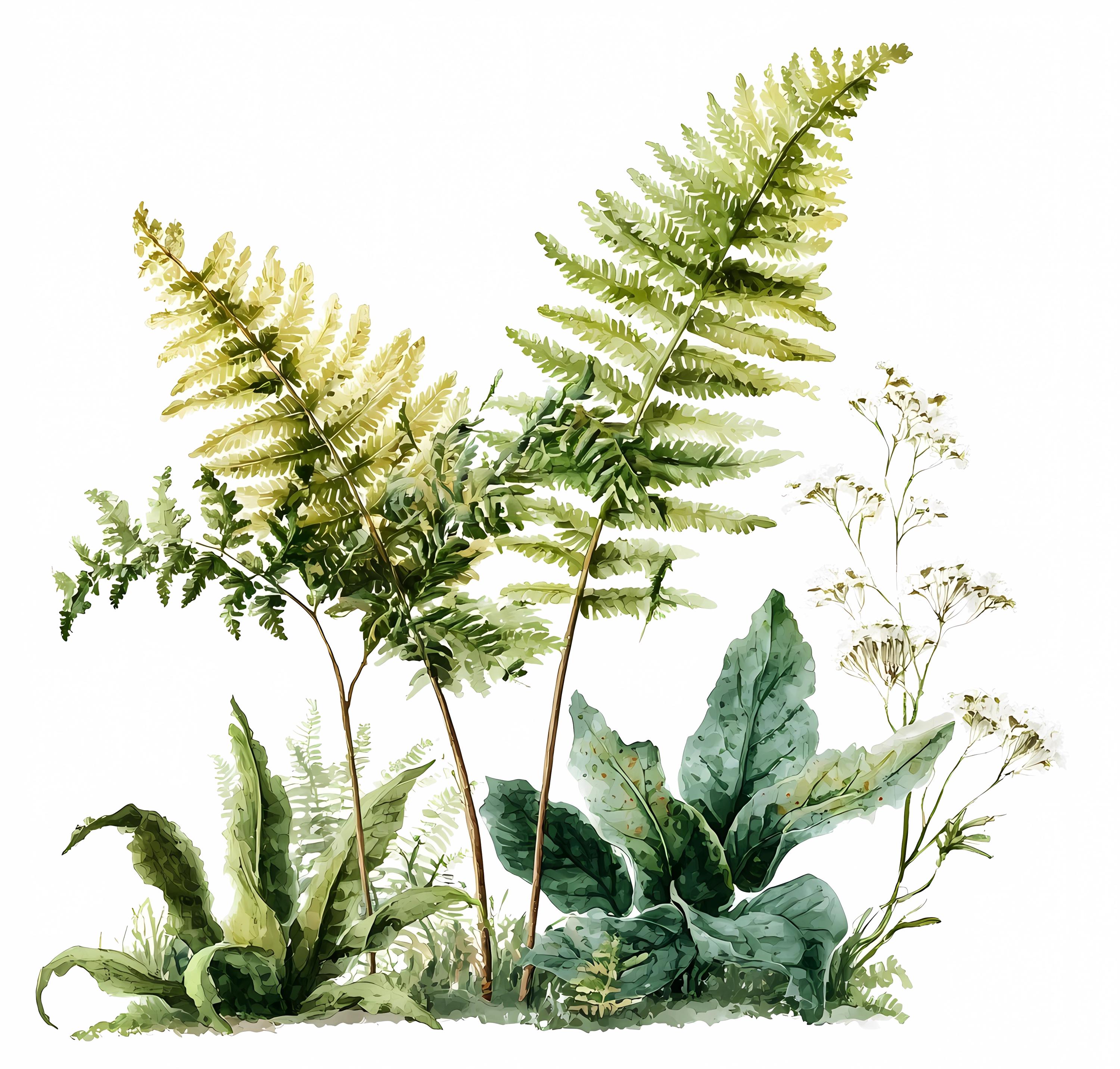Watercolor Fern Botanical Clipart Bundle Set of 16 for DIY Projects and ...