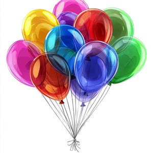 Birthday Balloon Clipart Set: Party Decorations, Baby Shower PNG ...