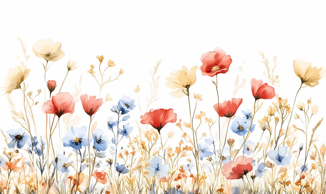 Watercolor Spring Flower Border Clipart Set (digital Download) - Etsy