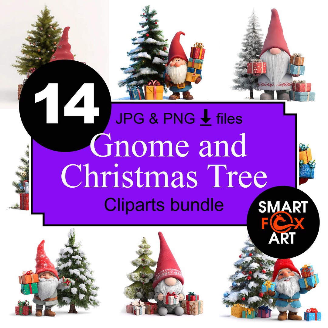 Christmas Gnome Clipart Bundle: Holiday PNG JPG Set - Etsy