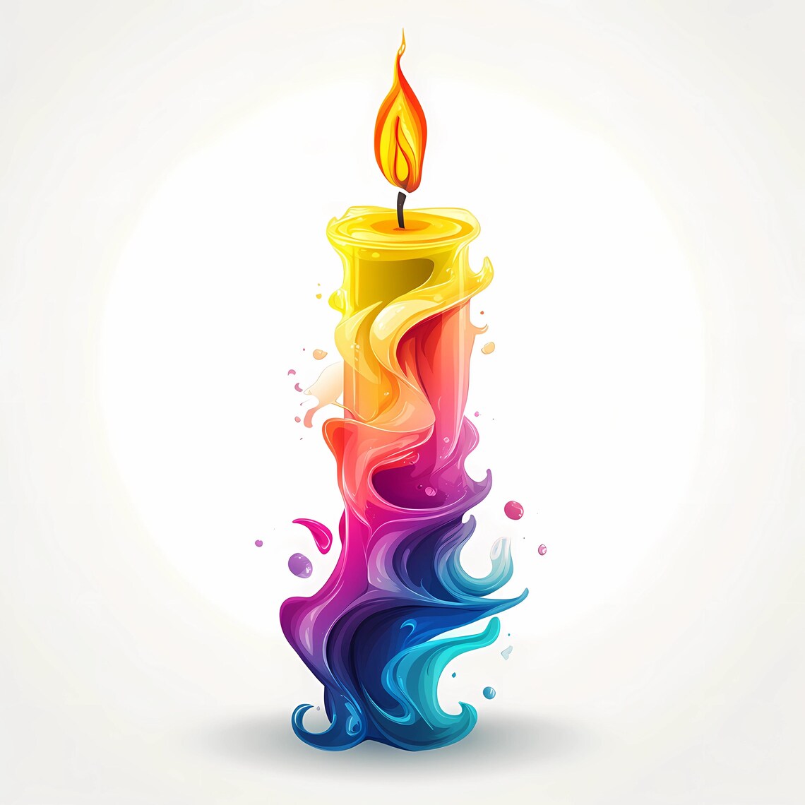Watercolor Candle Clipart Bundle: Rainbow Graphics (commercial Use ...