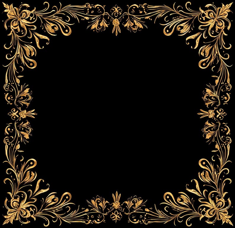Gold Baroque Frame Clipart Bundle: Vintage Ornate Borders PNG JPG ...