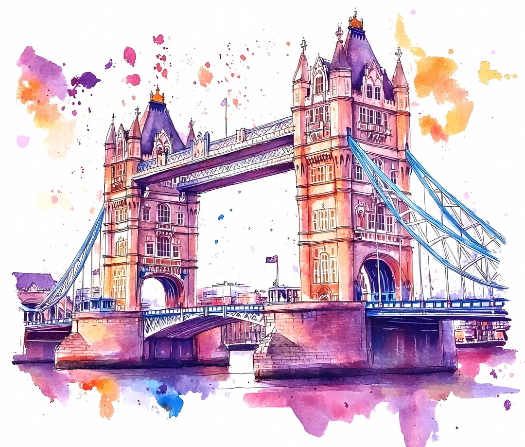8 Tower Bridge Clipart, London Tower Bride High Quality Watercolor Pngs ...