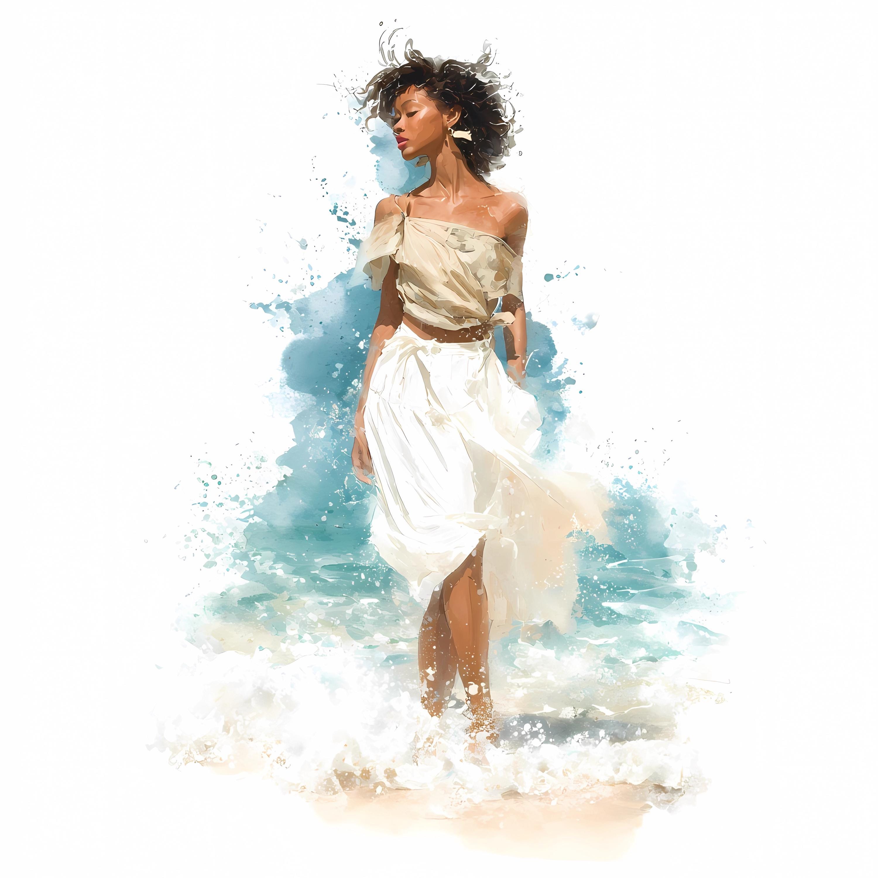 Watercolor Beach Women Clipart Bundle: Elegant Summer Fashion (PNG ...