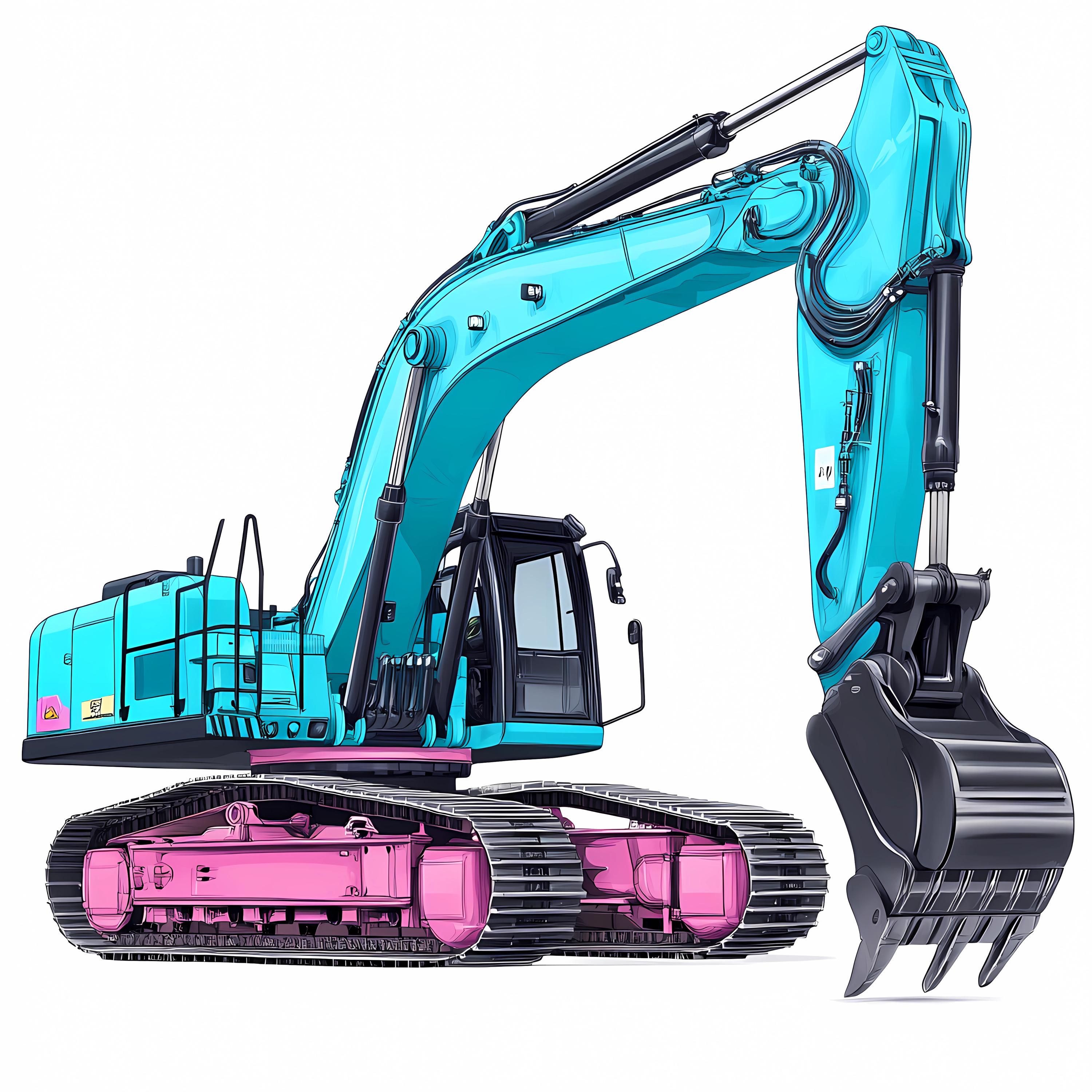 8 Blue Excavator Clipart, Construction Vehicle Clipart, Construction ...