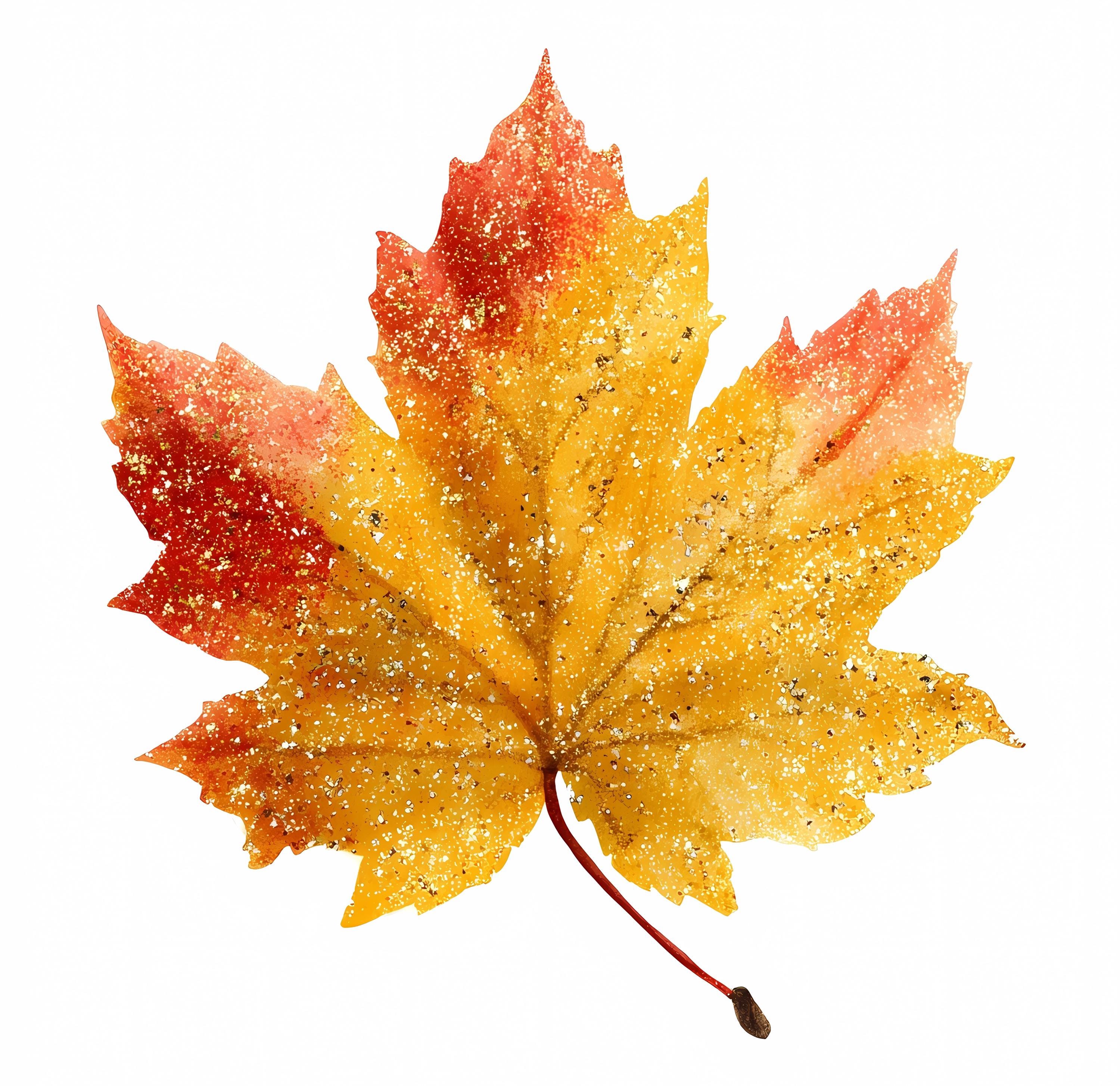 Watercolor Maple Leaf Clipart: Autumn Gold Glitter Leaves (PNG JPG ...