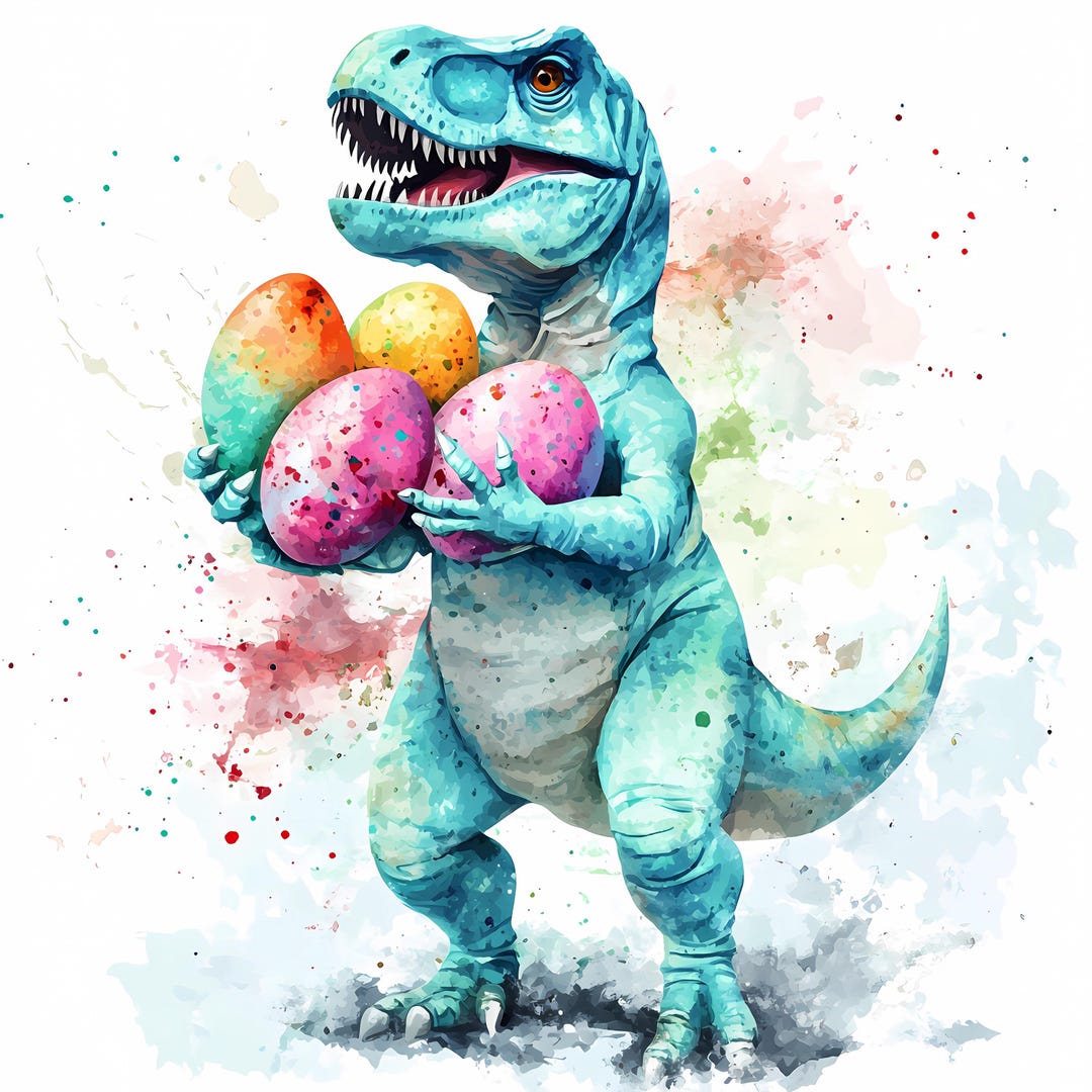 8 Dinosaur Hatching Clipart, Dinosaur Egg, Printable Watercolor Easter Dinosaur Clipart, Digital ...