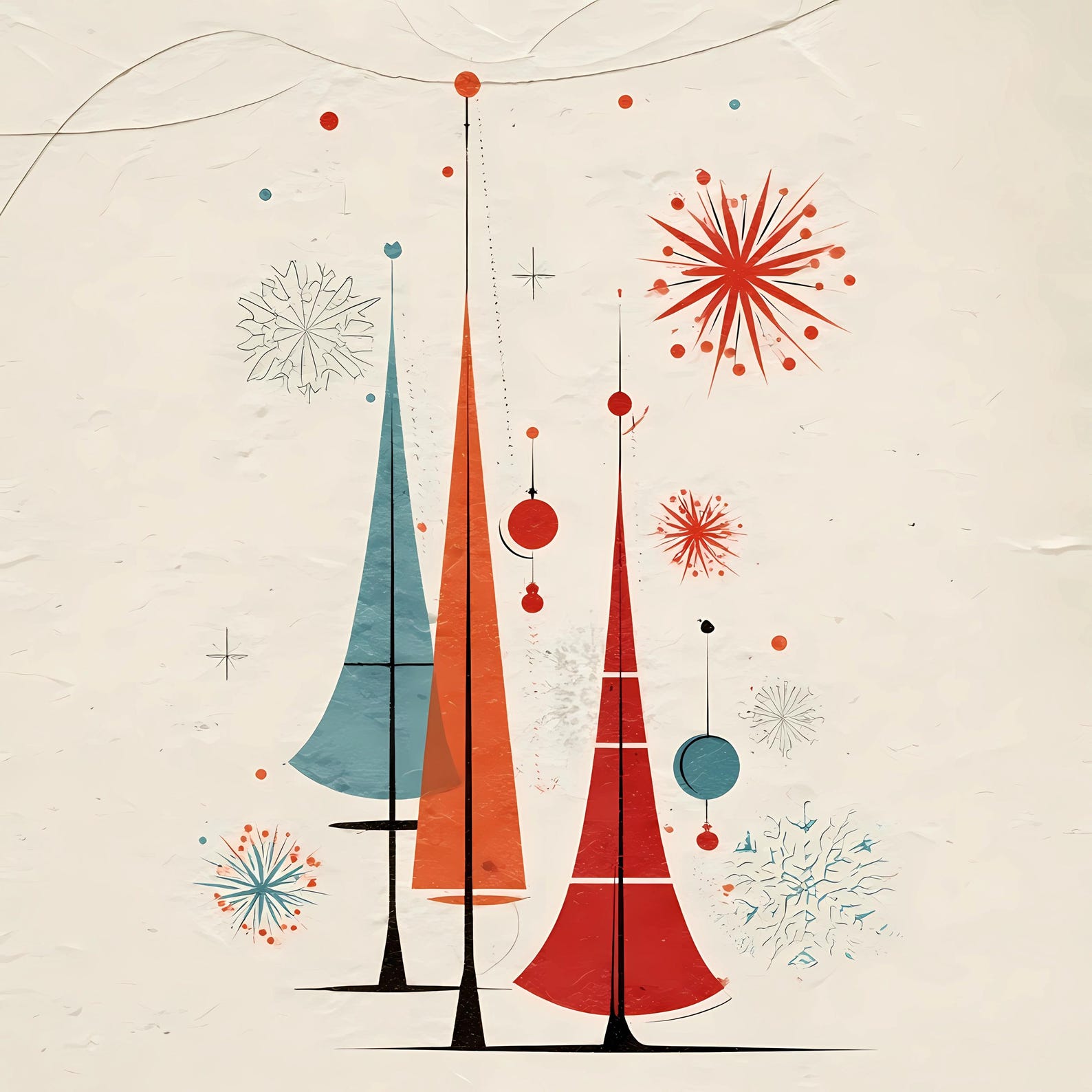 Retro Christmas Tree Clipart Bundle Set of 14: Mid-century Holiday Art ...