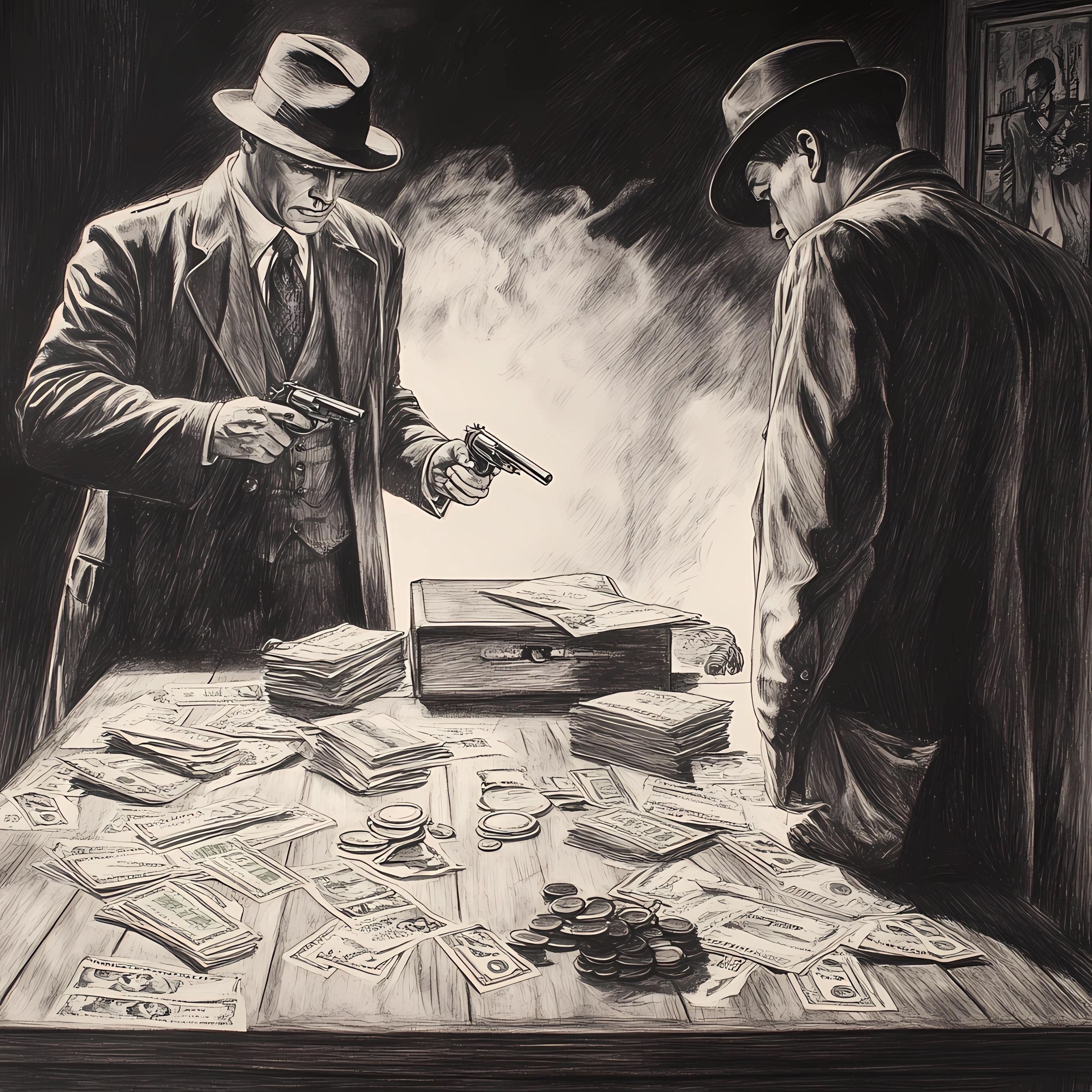 1930s Gangster Scene Pencil Drawing Bundle Set of 8 – Vintage Noir ...