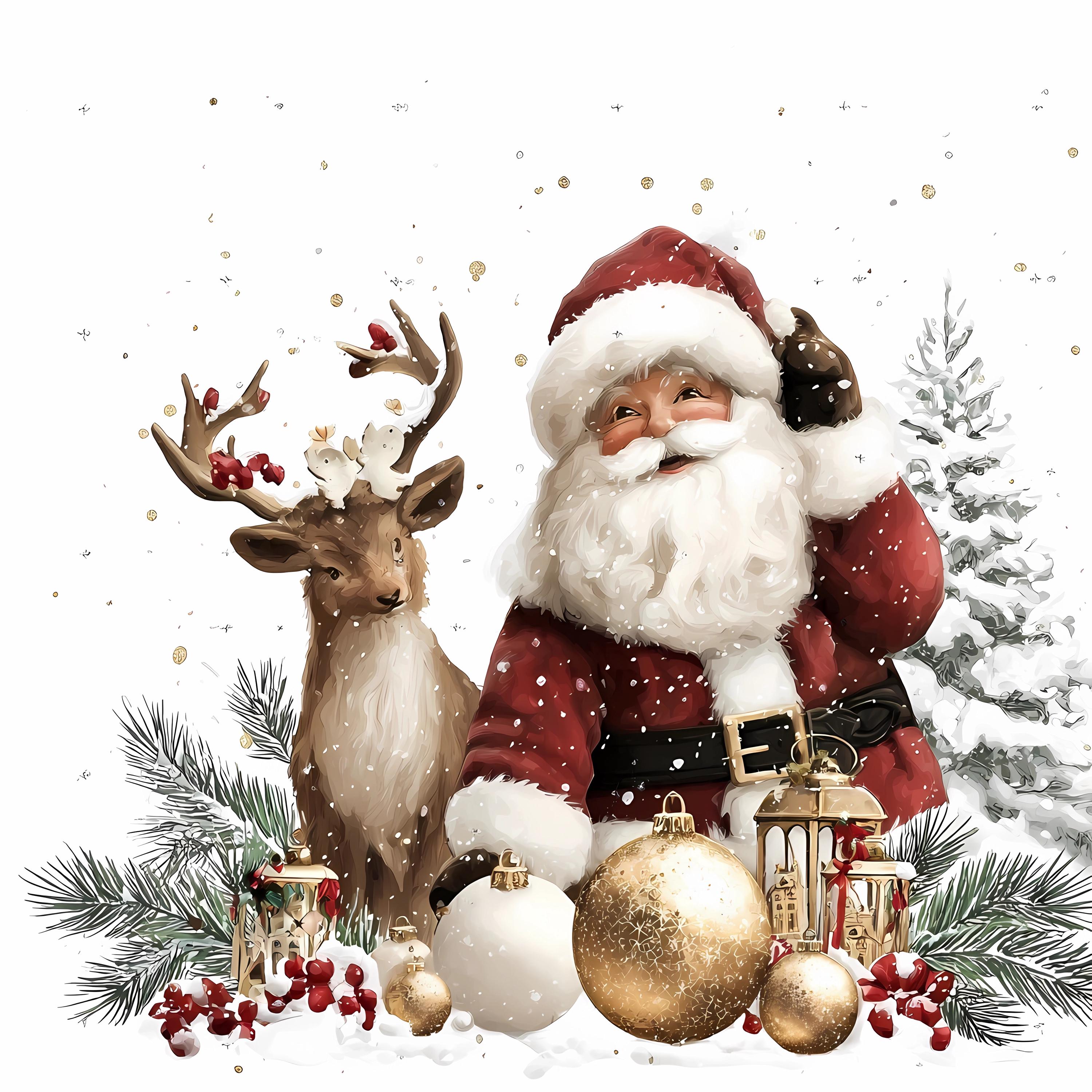 Santa Claus and Reindeer Clipart Bundle - Etsy