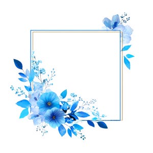 Blue Watercolor Floral Frame Bundle, Printable Botanical Borders - Etsy