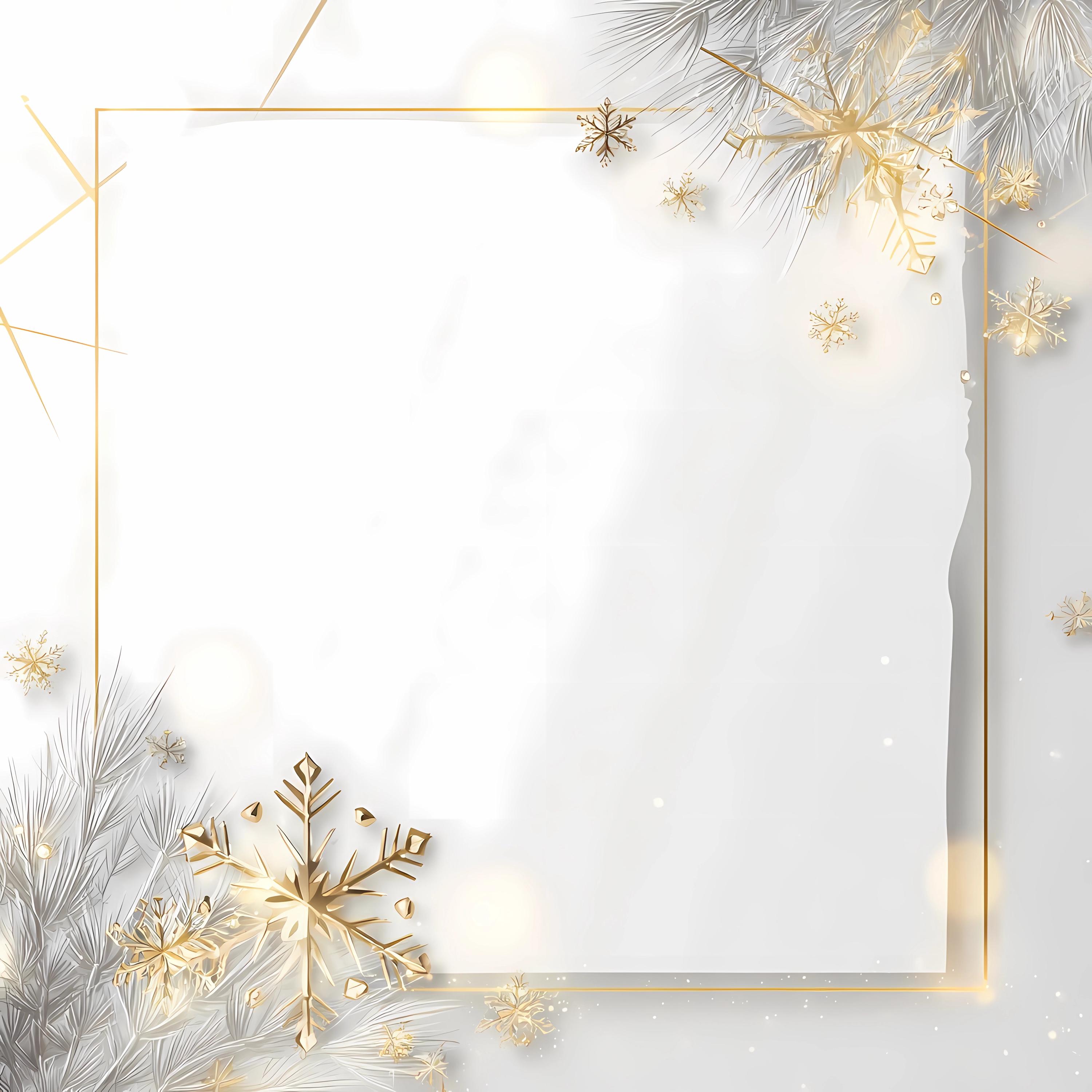 White and Gold Winter Frame Clipart Bundle: Snowflake Holiday Borders ...