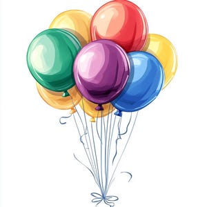Birthday Balloon Clipart Set: Party Decorations, Baby Shower PNG ...