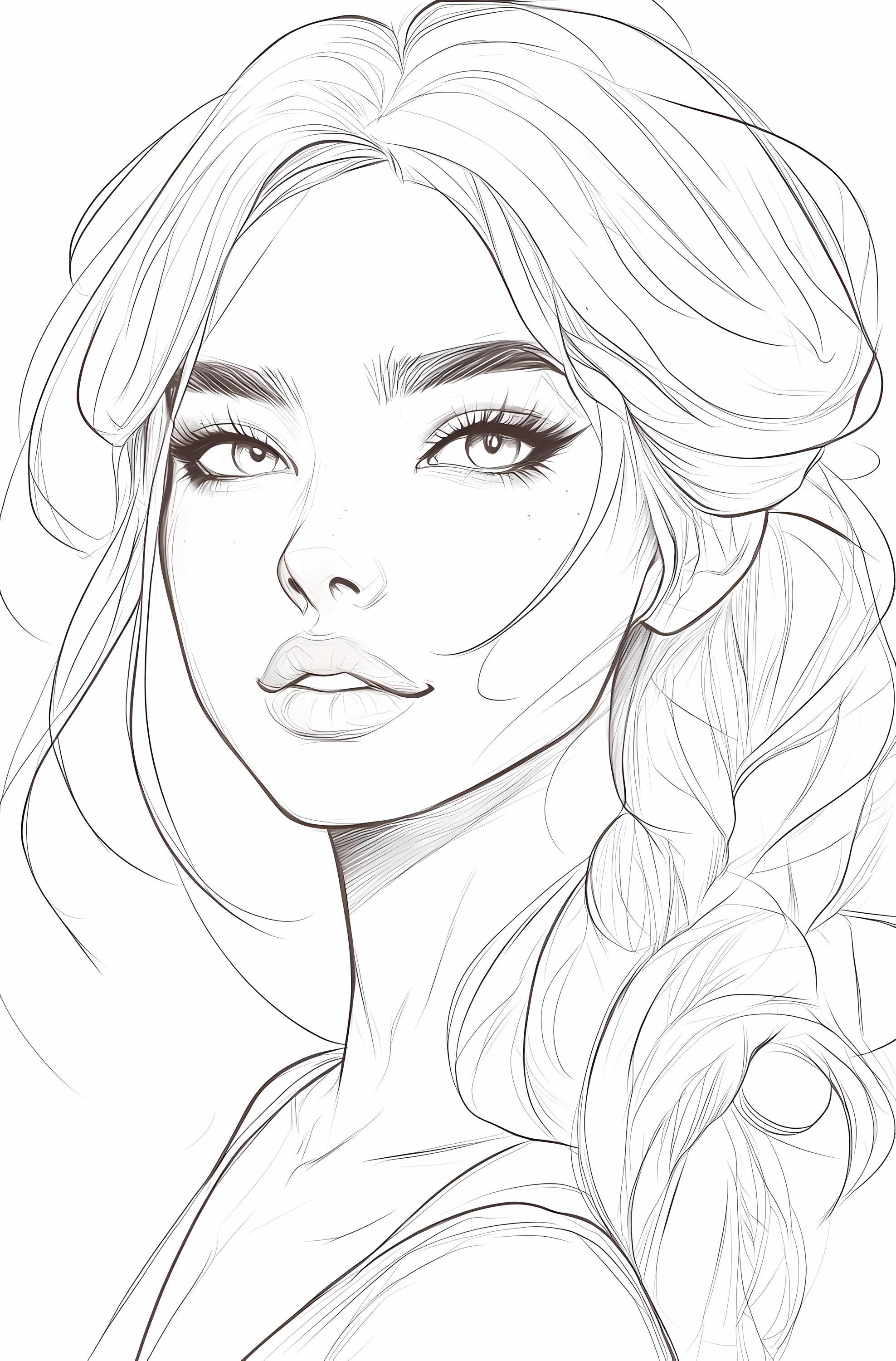 8 Girl Line Art Clipart Bundle, Girl Face Simple Line PNG, Masculine ...