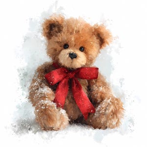 Christmas Teddy Bear Watercolor Clipart Bundle: 12 Holiday Cards ...