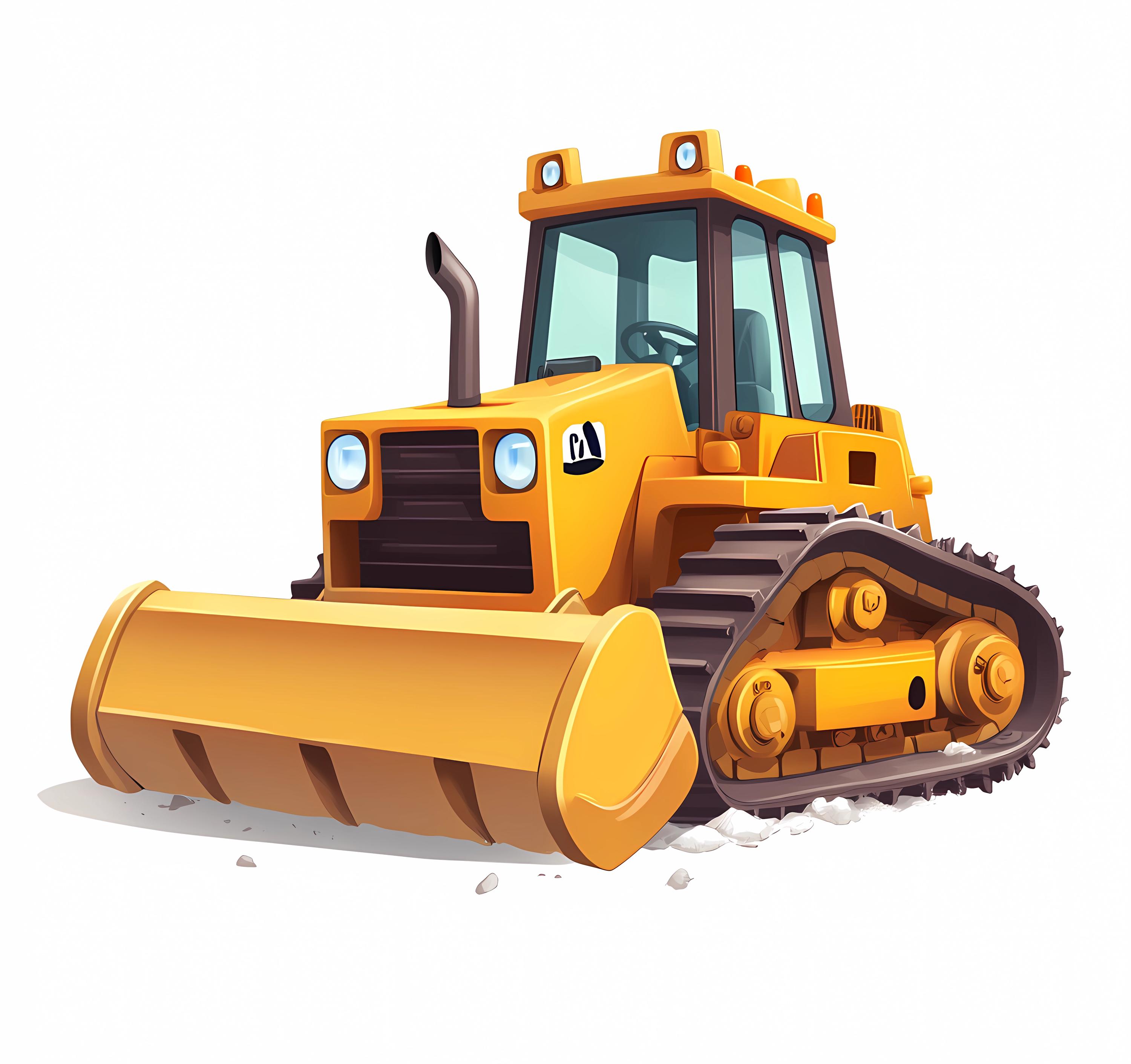 Watercolor Bulldozer Clipart: Cartoon Construction Vehicles (digital ...