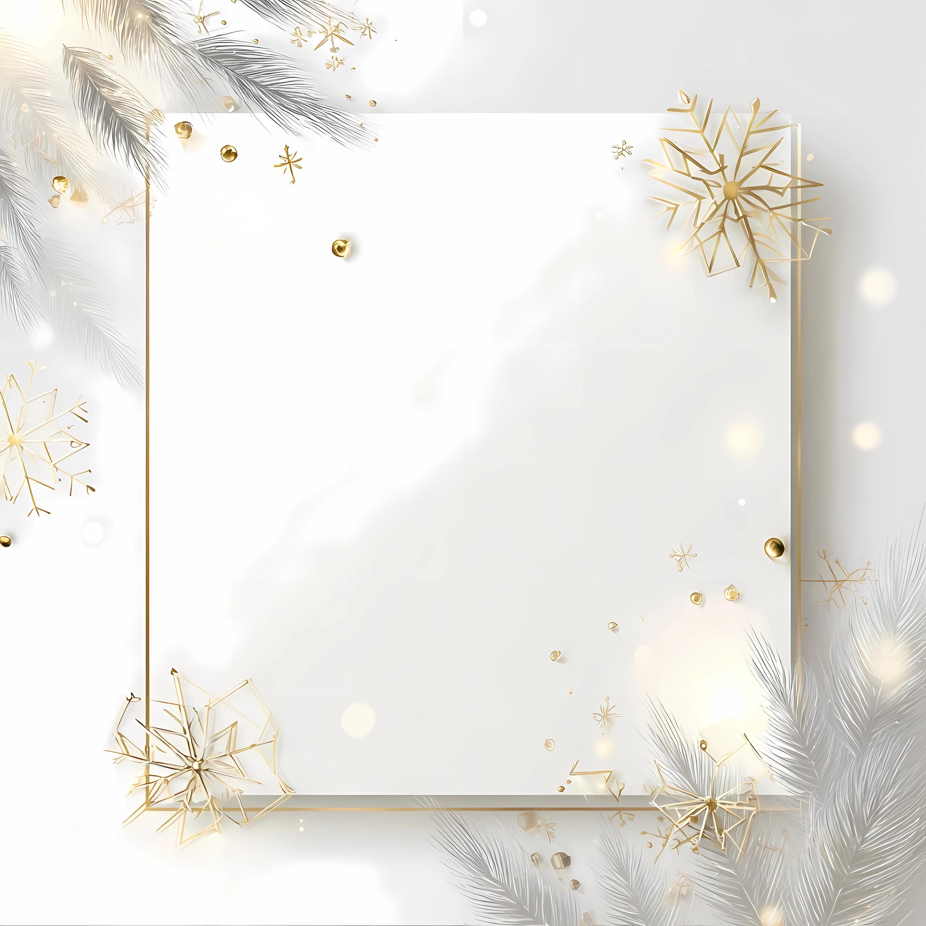 White and Gold Winter Frame Clipart Bundle: Snowflake Holiday Borders ...